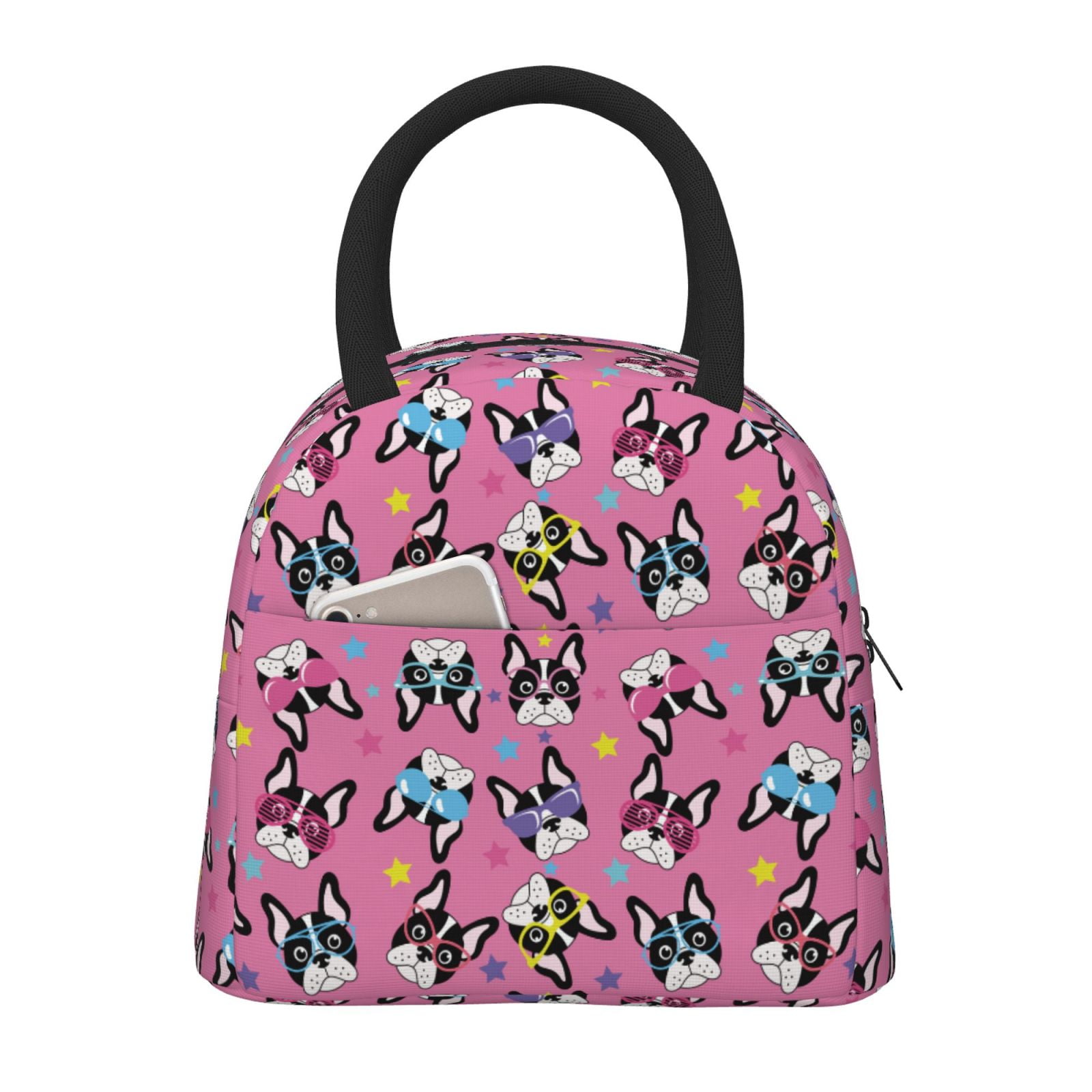 Balery Colorful Cute French Bulldog Pattern Lunch Bag Women, Lunch Box ...