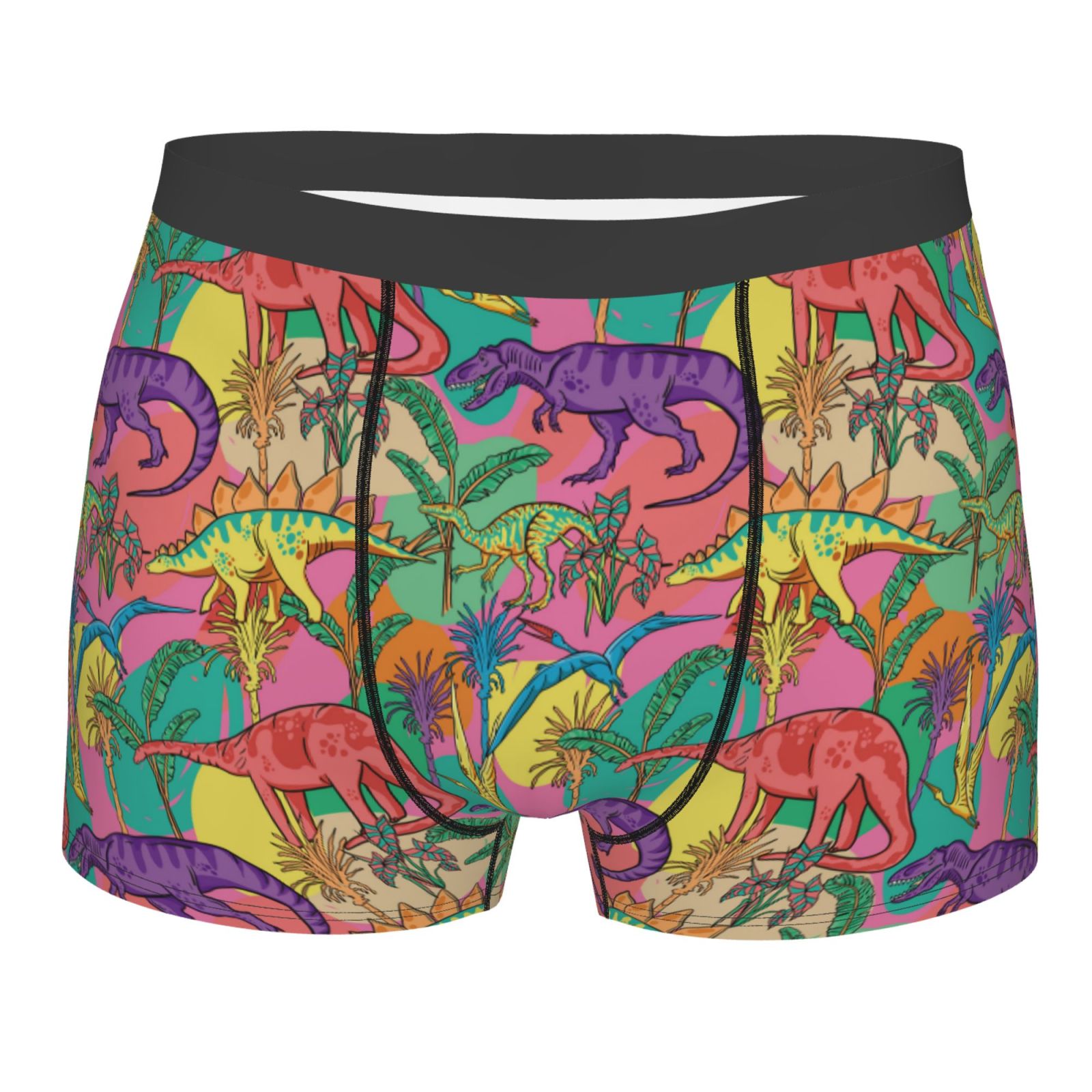 Balery Colorful Dinosaur Men's Boxer Briefs, Soft and Breathable Cotton ...
