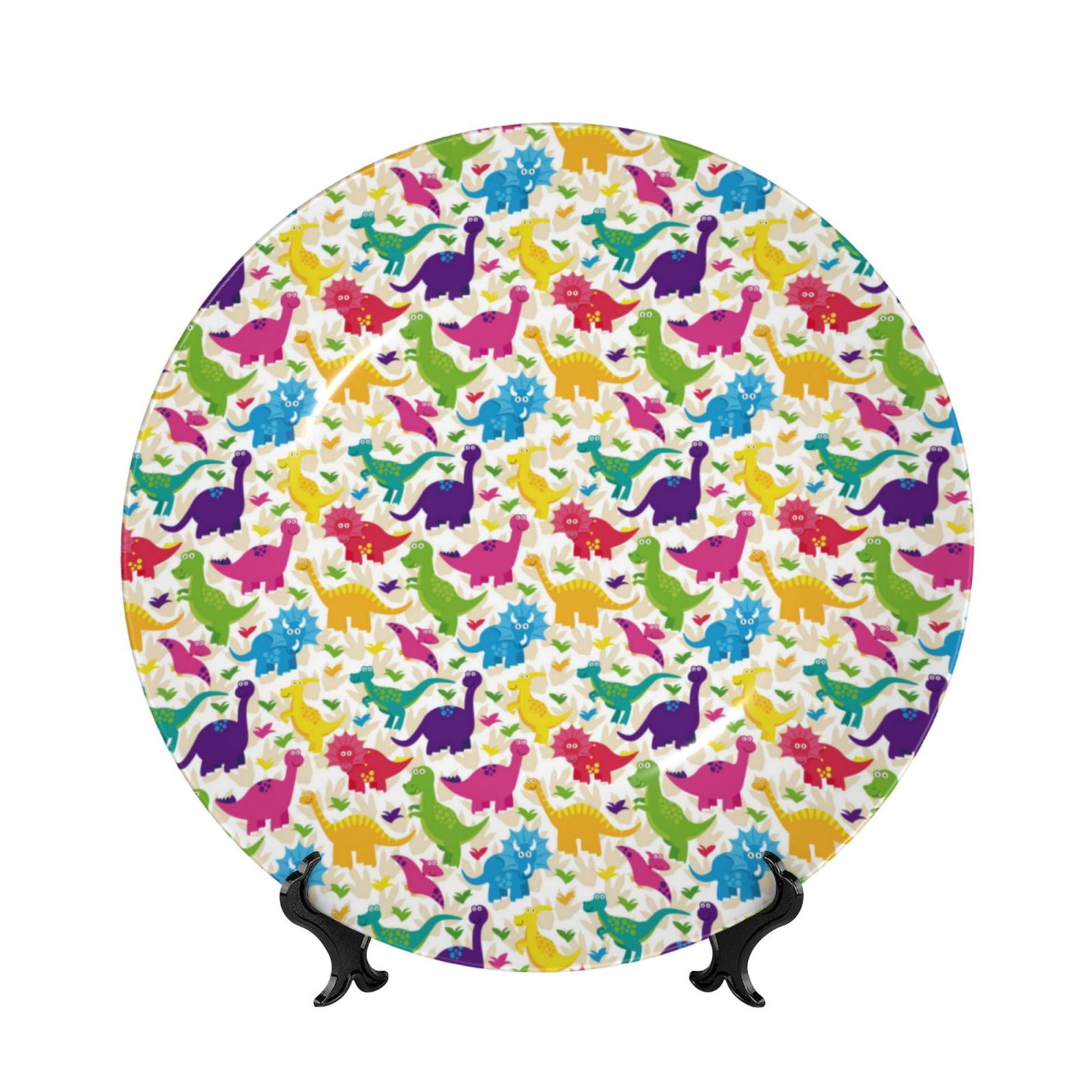 Balery Colorful Dinosaurs Print Bone China Decorative Plate Ceramic ...