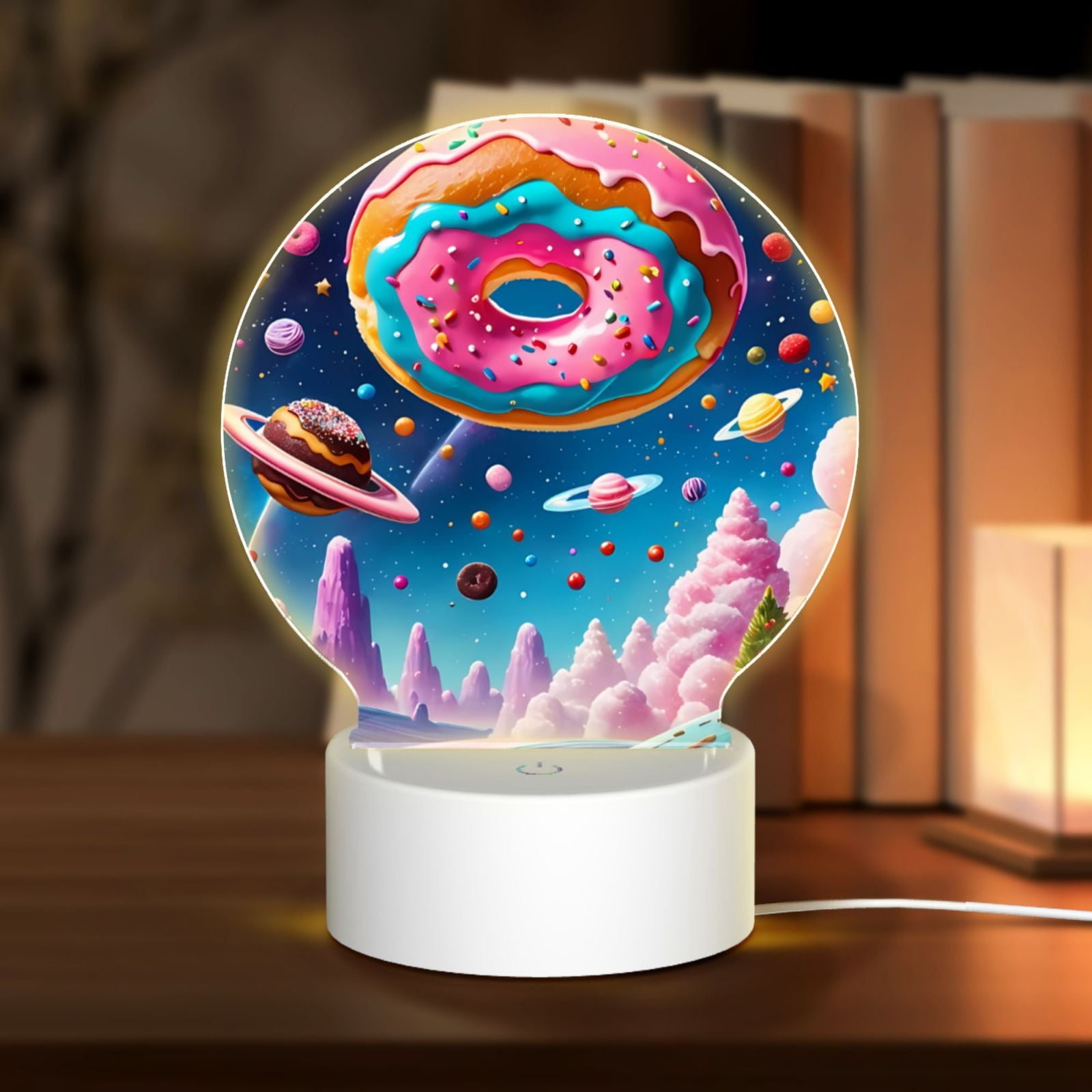 Balery Colorful Donut Pattern Acrylic Night Light Gift with 3 Color ...