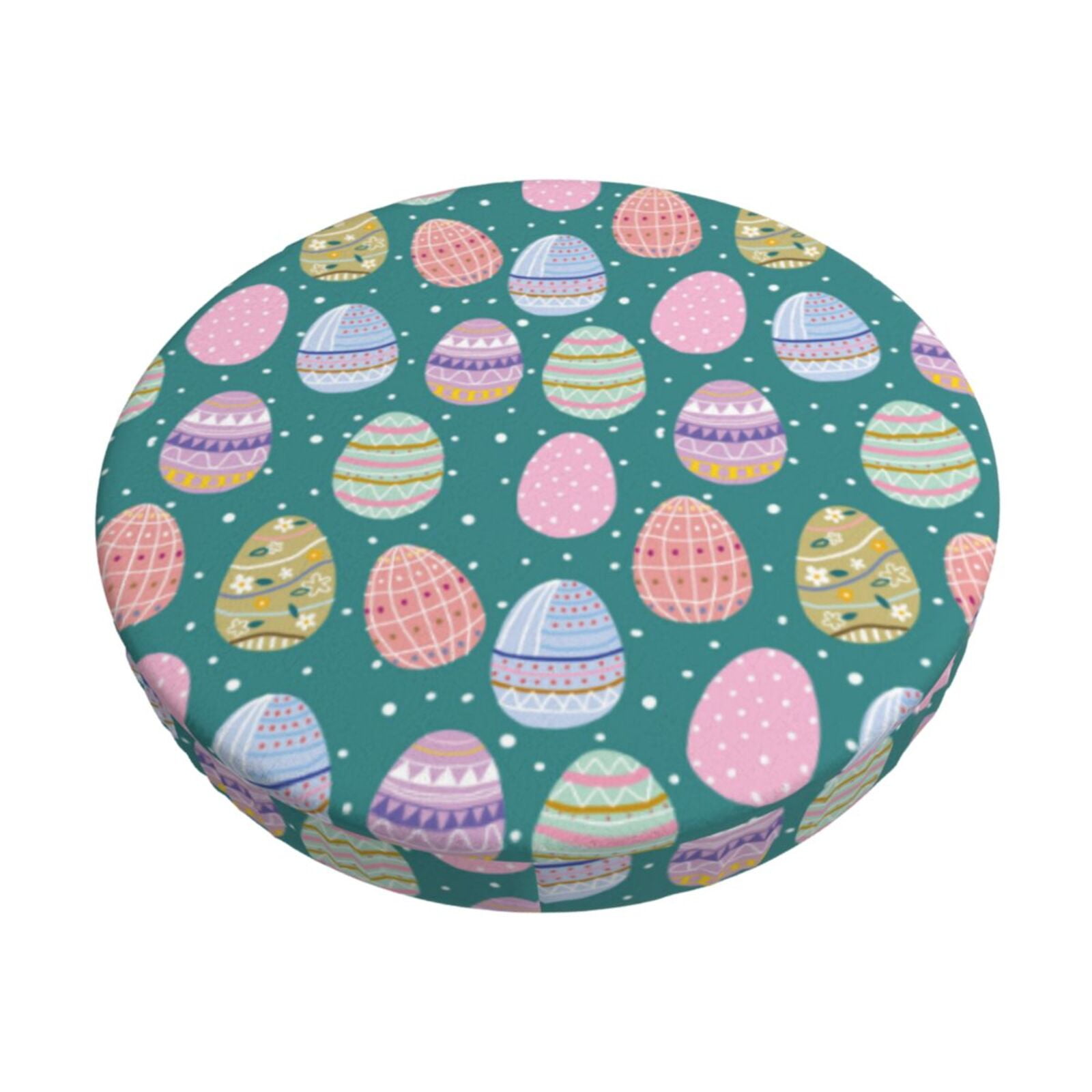 Balery Colorful Easter eggs Pattern Round Bar Stool Seat Covers Velvet ...