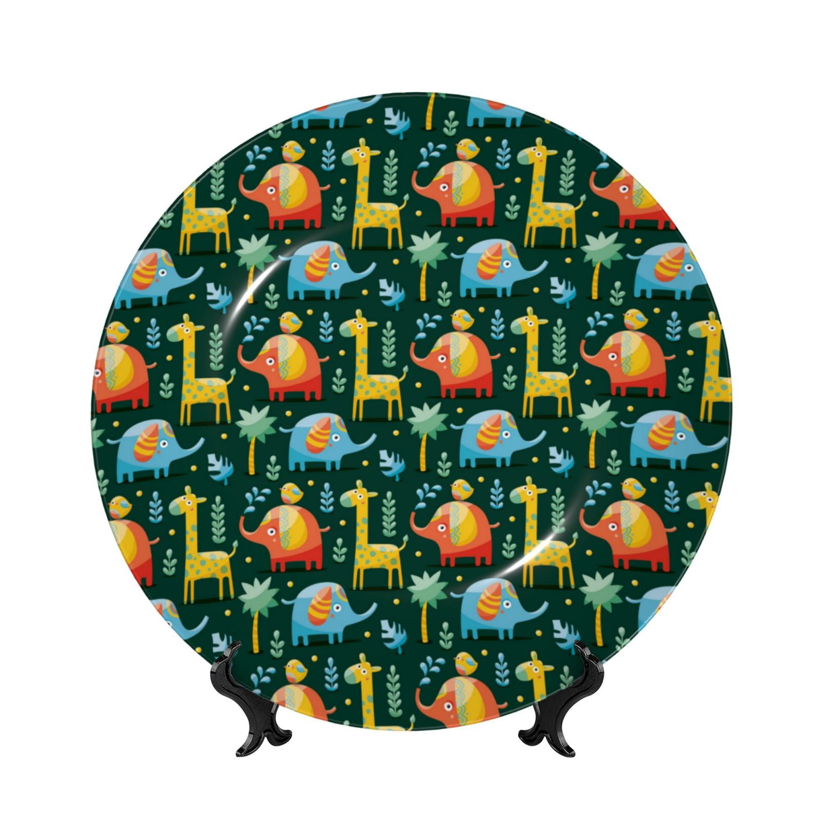 Balery Colorful Elephants Print Bone China Decorative Plate Ceramic ...