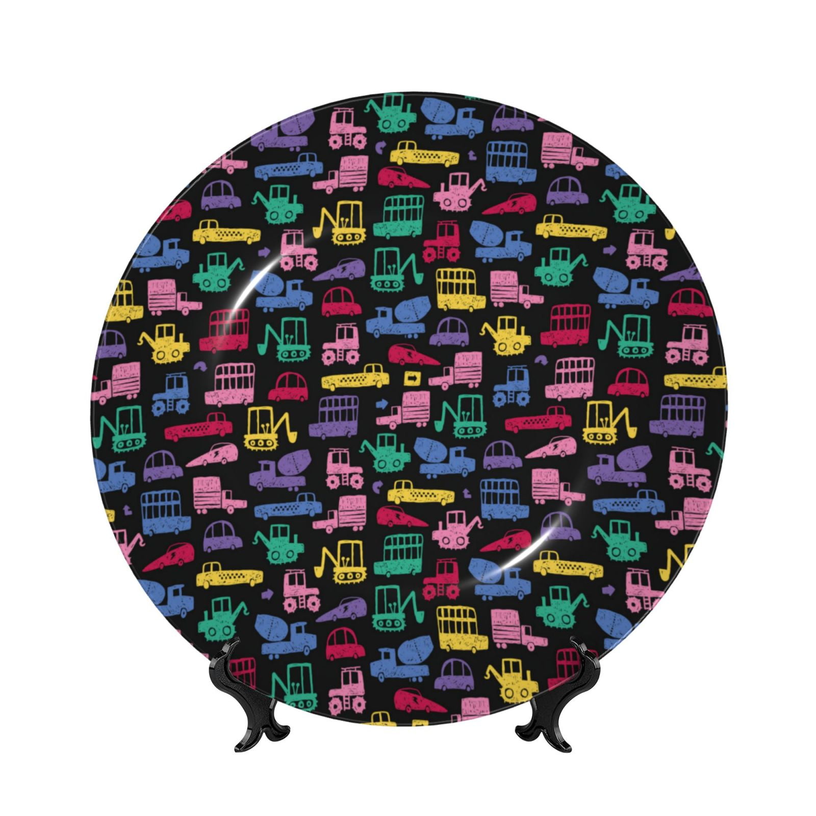 Balery Colorful Excavator Print Bone China Decorative Plate Ceramic ...