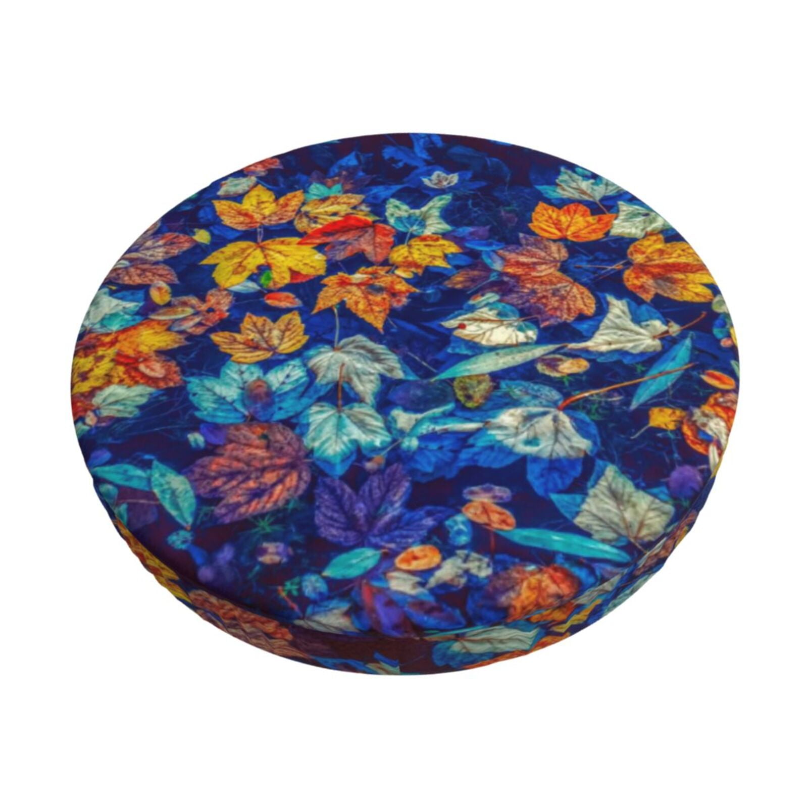 Balery Colorful Fall Leaves Round Bar Stool Seat Covers Velvet Fabric ...