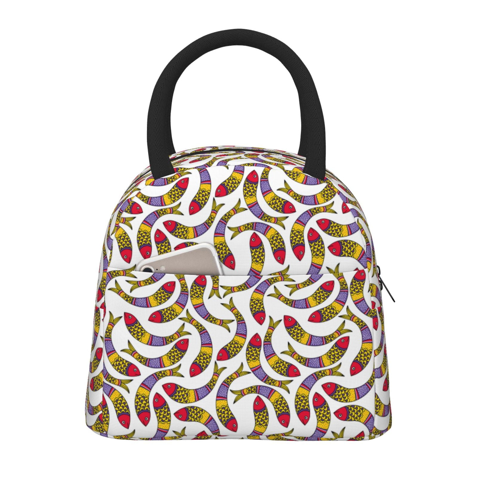 Balery Colorful Fishes Pattern Lunch Bag Women, Lunch Box, Lunch Bag ...