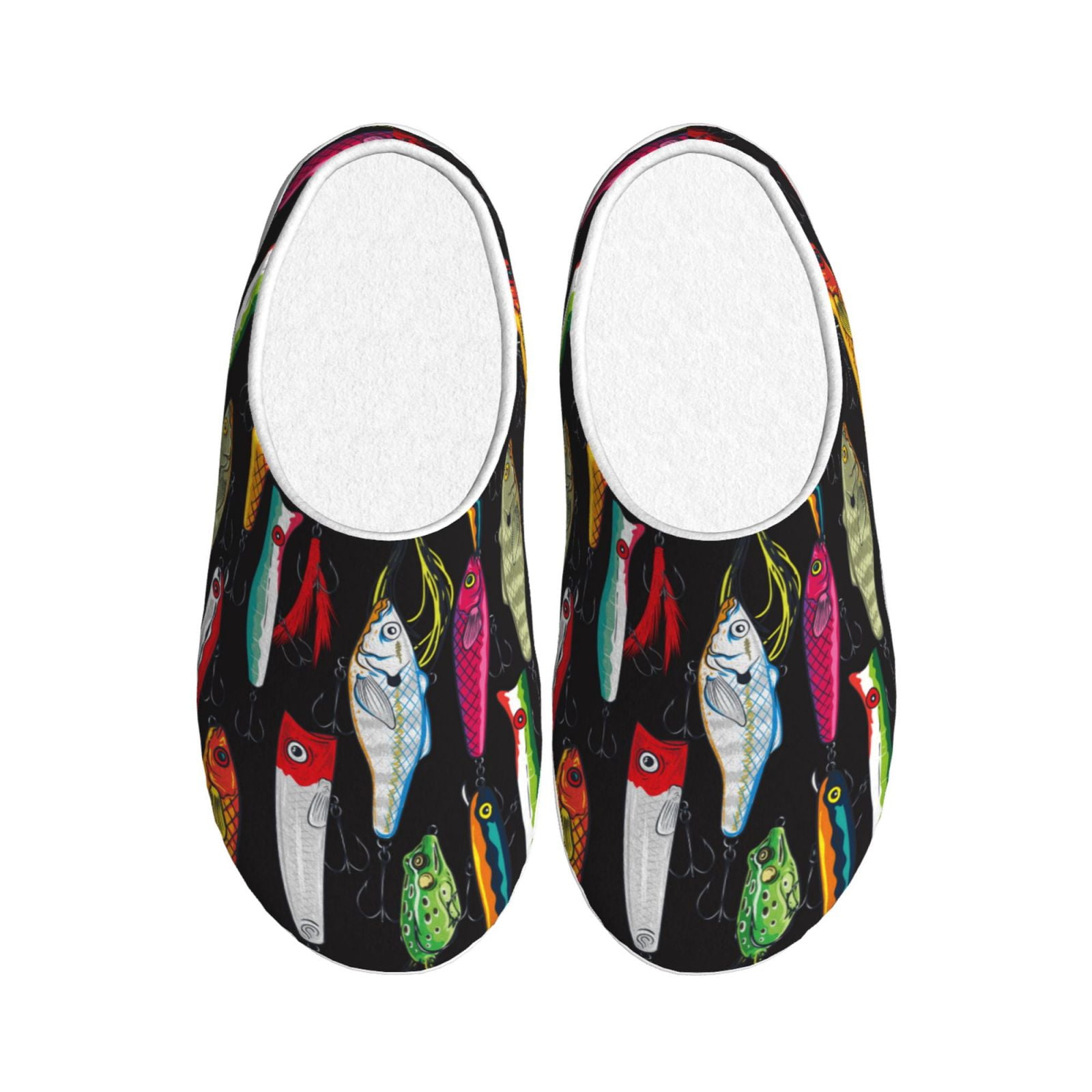 Balery Colorful Fishing Lures Pattern Women's Fuzzy Memory Foam ...
