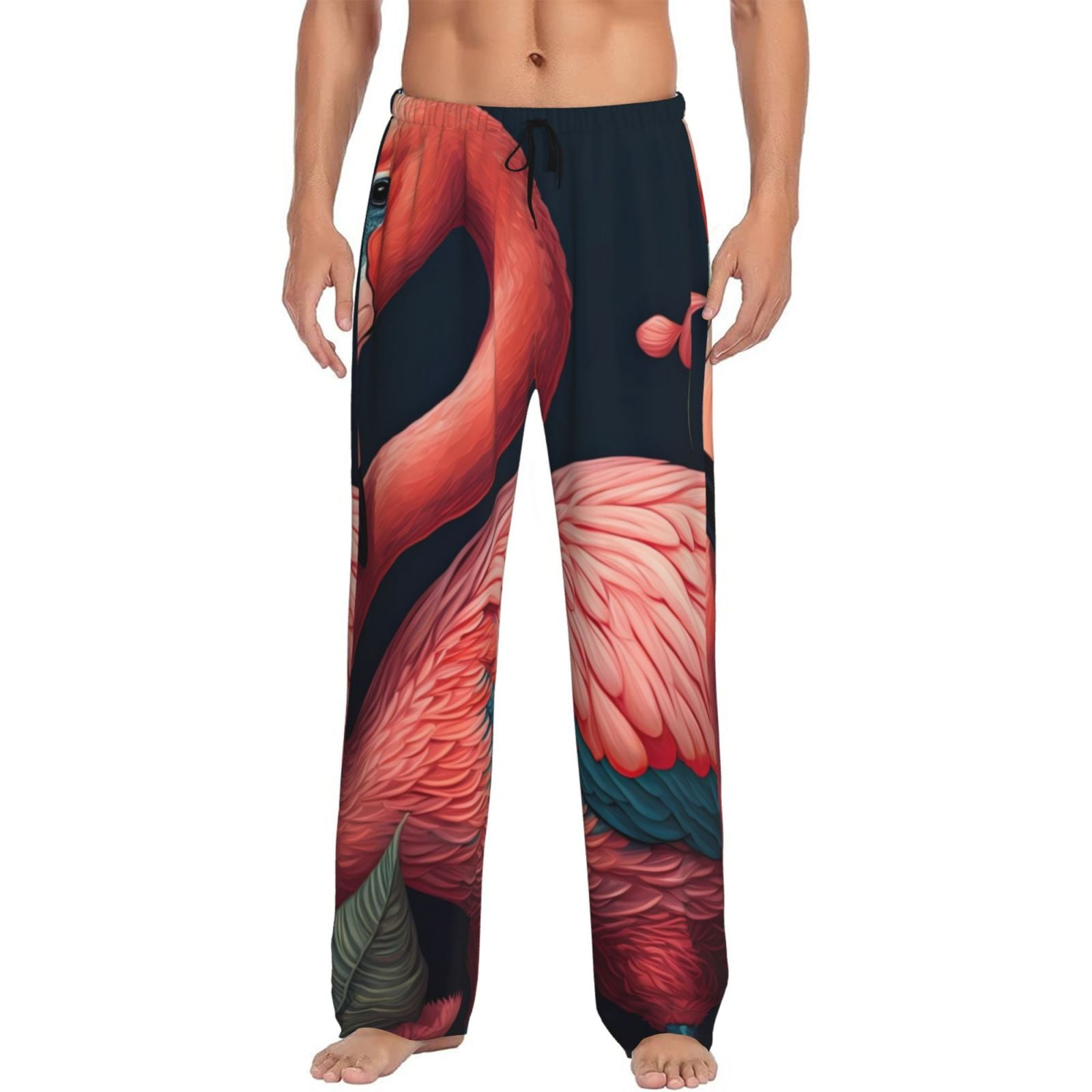 Balery Colorful Floral Flamingo print Men's Pajama Pants,Ultra Lightweight Pjs,Lounge Pant-XX ...