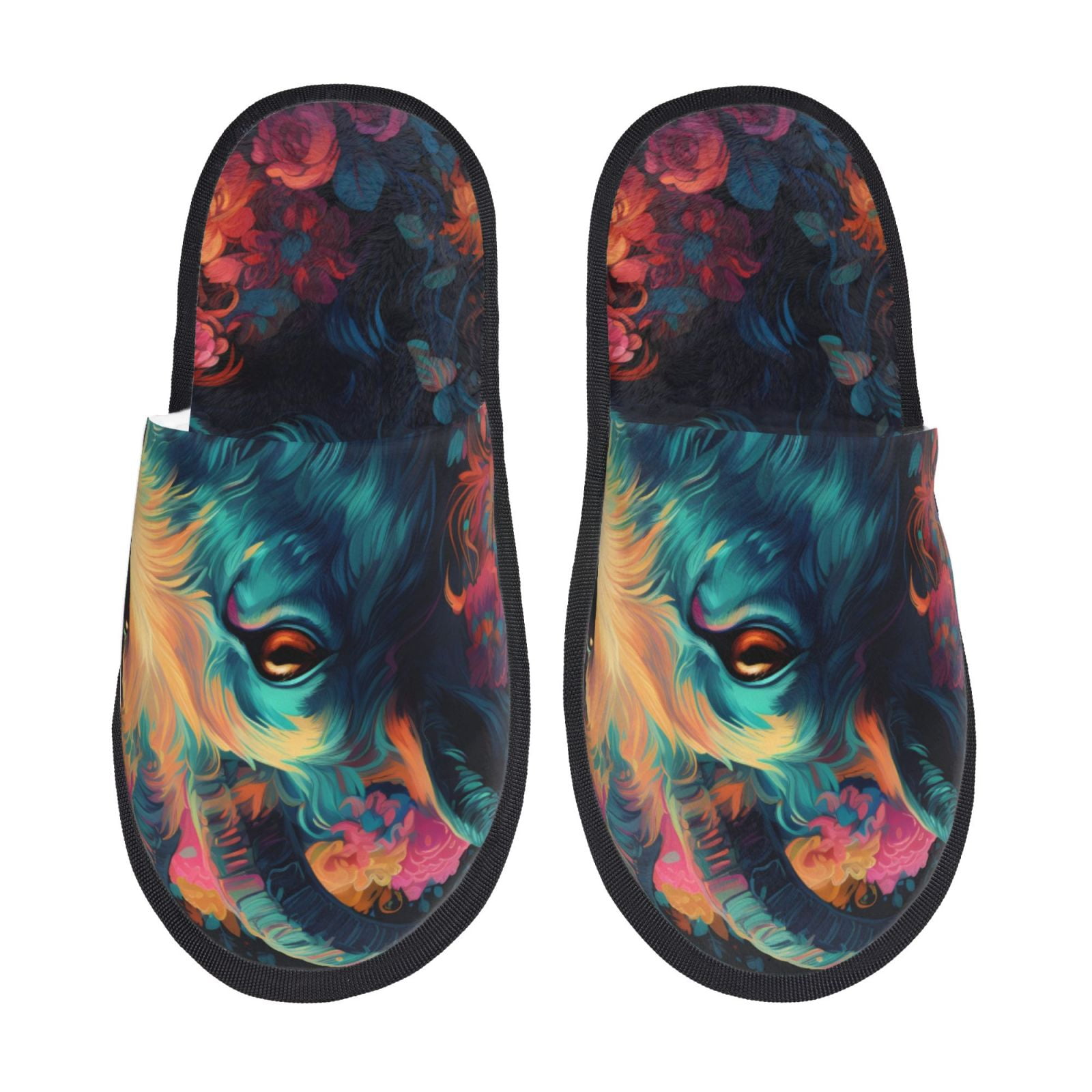 Balery Colorful Flower Goat Slient Indoor Furry Fleece Comfort House ...