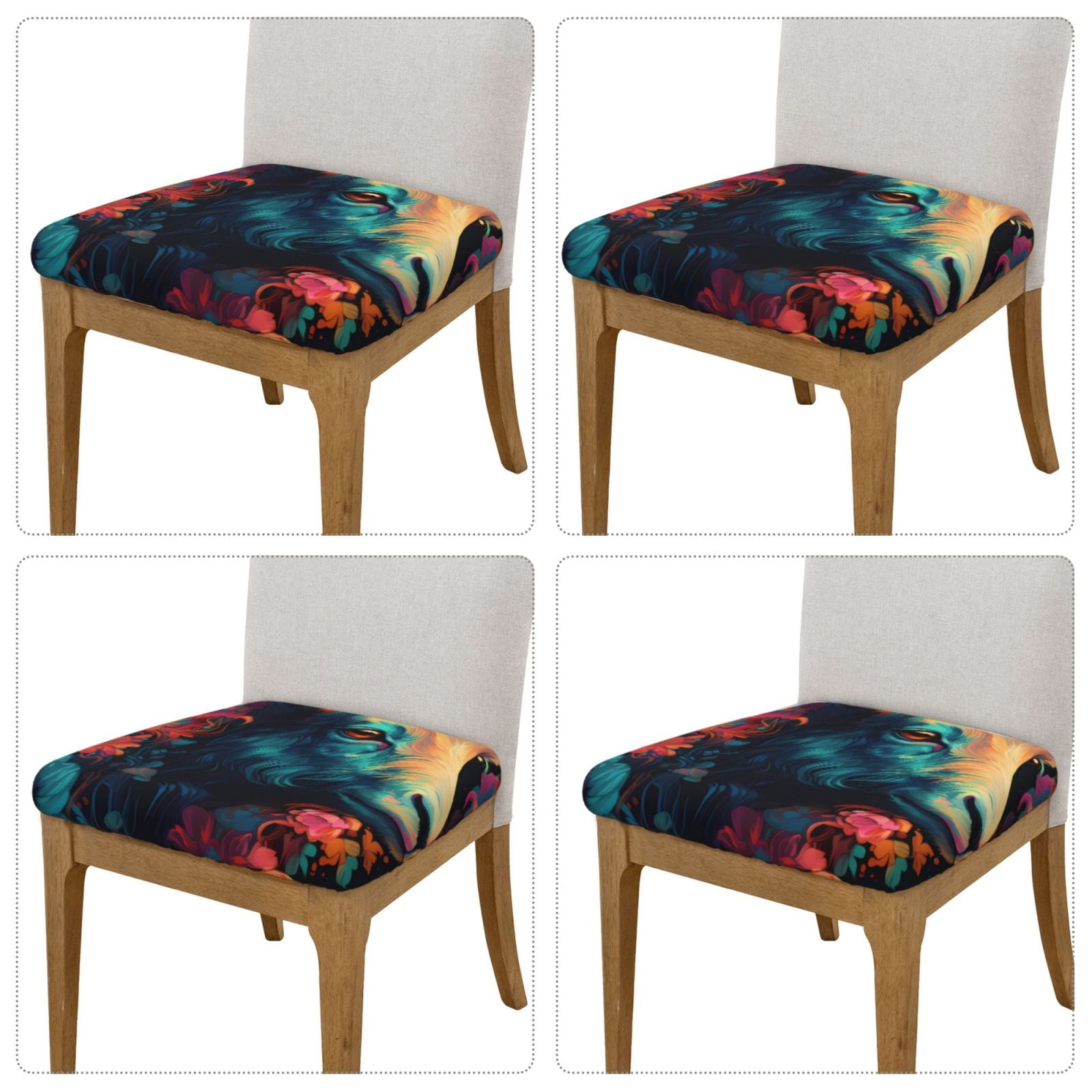 Balery Colorful Flower Goat Stretch Couch Cushion Covers, Individual ...