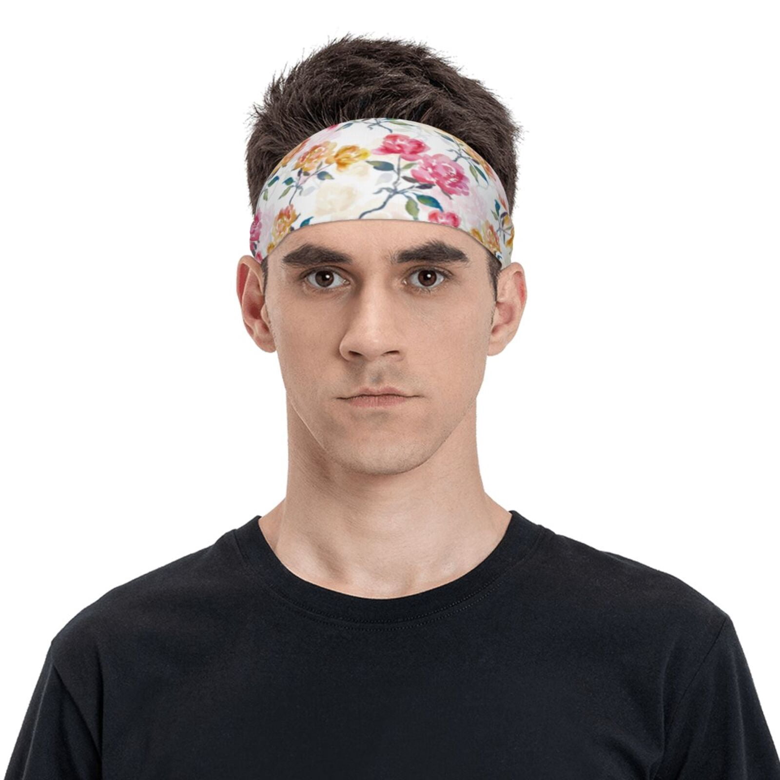 Balery Colorful Flowers Sports Headbands for Men,Moisture Wicking ...