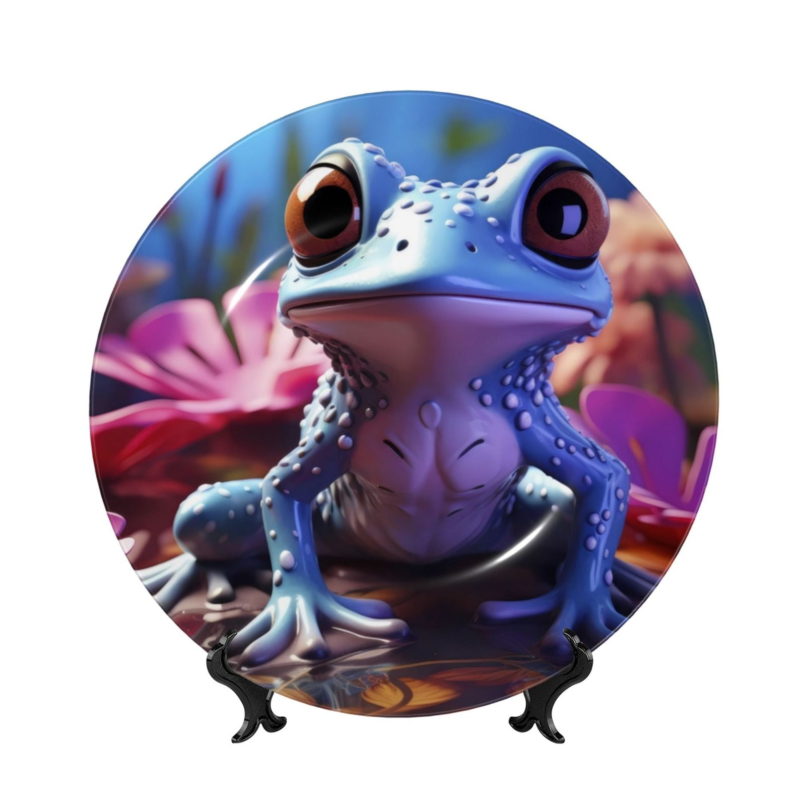 Balery Colorful Frog Among Flowers Print Bone China Decorative Plate ...