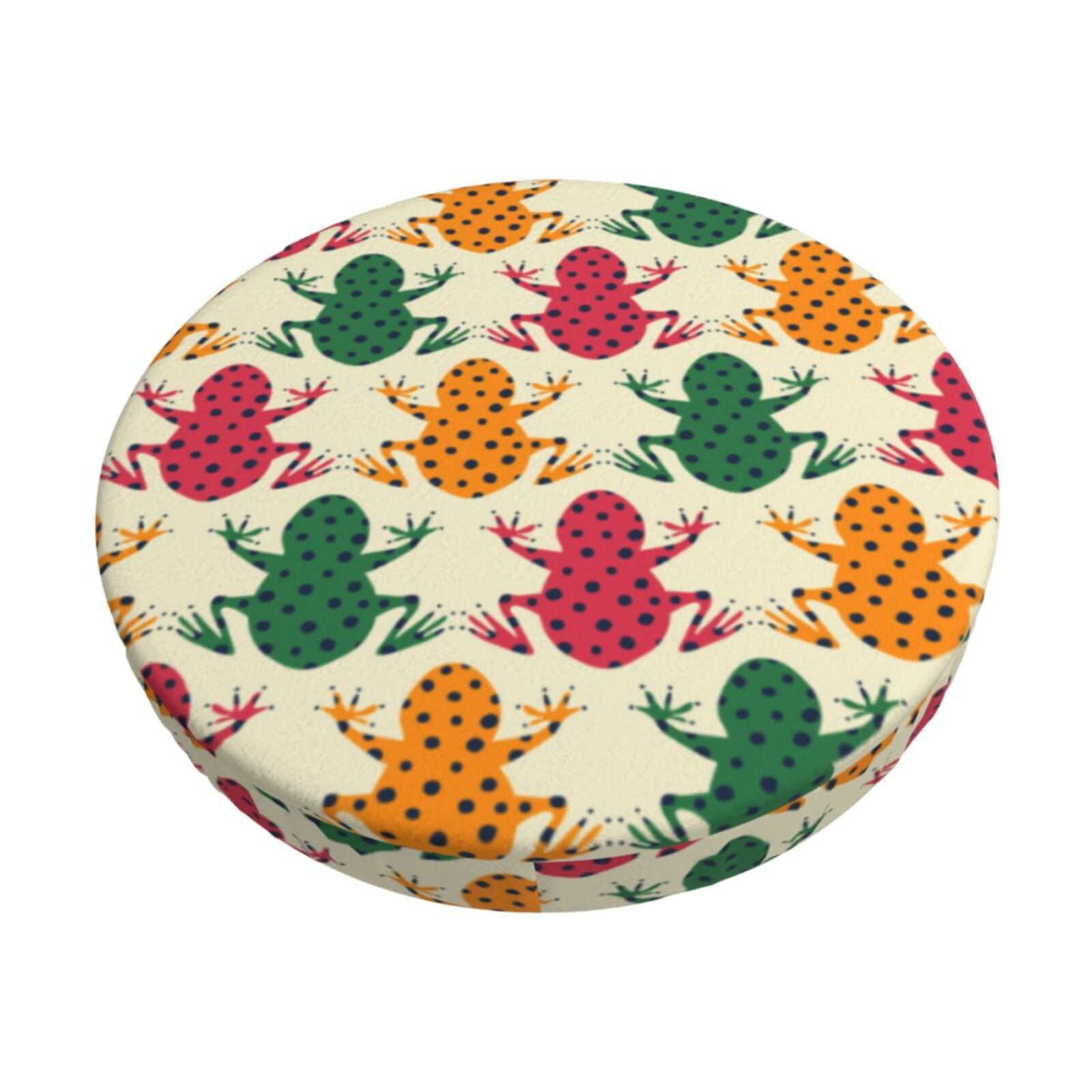 Balery Colorful Frogs Round Bar Stool Seat Covers Velvet Fabric ...