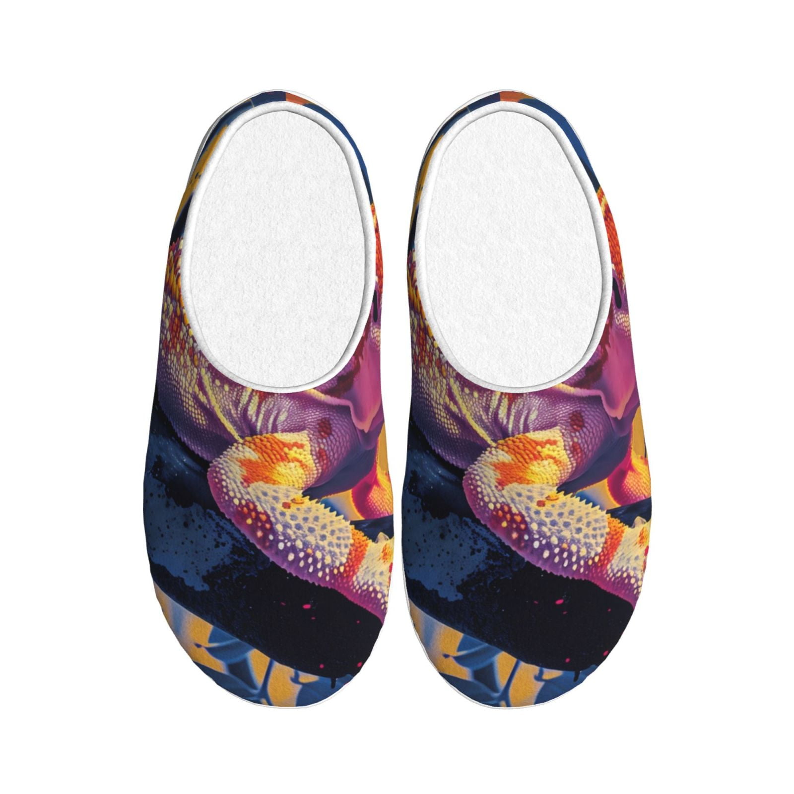 Balery Colorful Gecko Jungle Art Pattern Women's Fuzzy Memory Foam ...