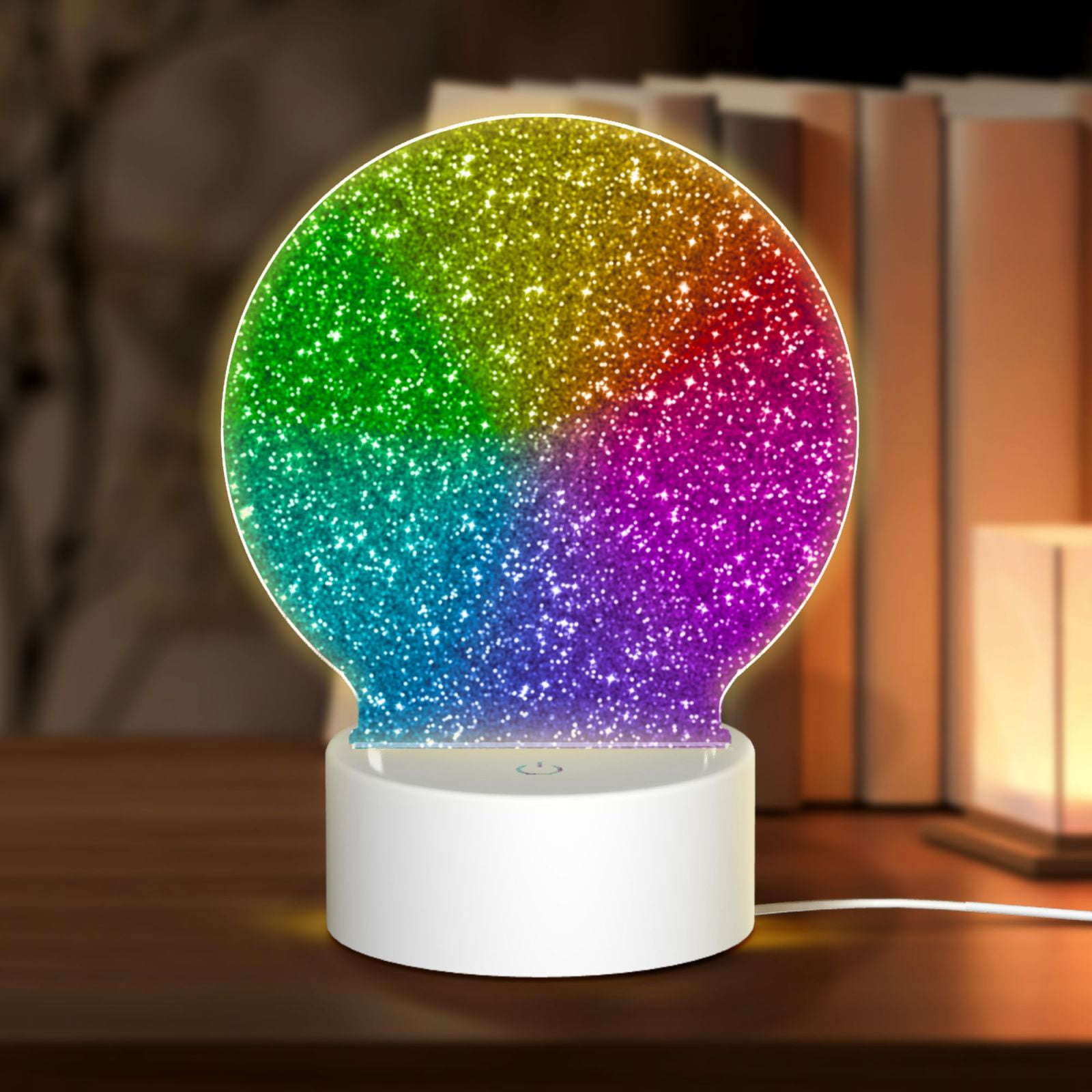 Balery Colorful Glitter Pattern Acrylic Night Light Gift with 3 Color ...