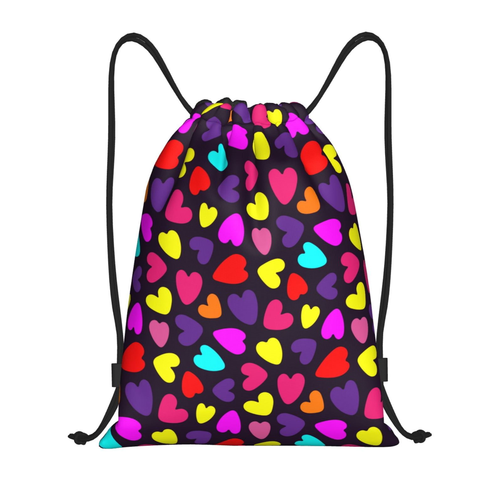 Balery Colorful Hearts Pattern Drawstring Backpack Bag Sport Gym ...