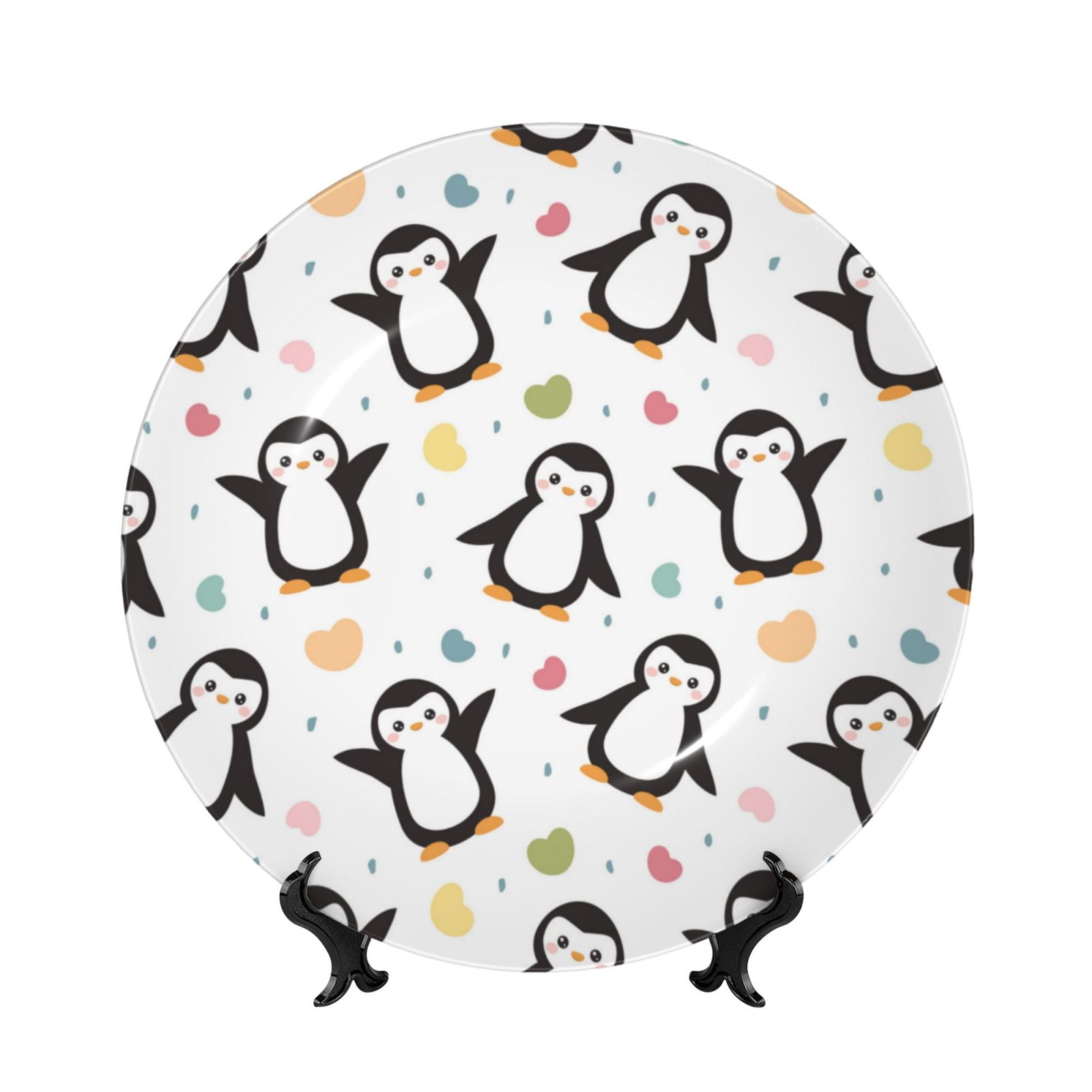 Balery Colorful Hearts Penguin Print Bone China Decorative Plate ...