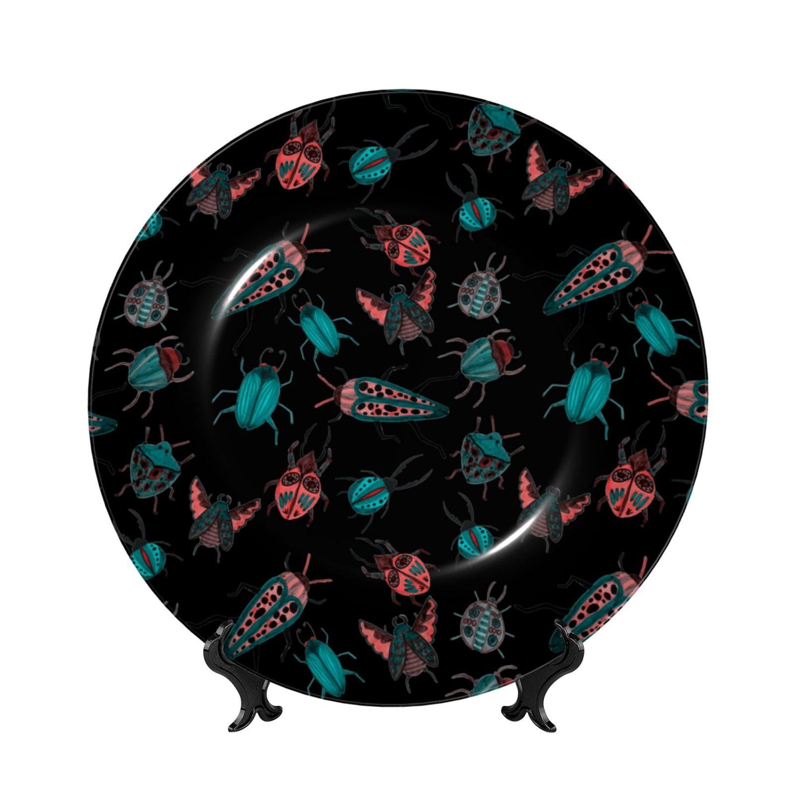 Balery Colorful Insect Print Bone China Decorative Plate Ceramic Dinner ...