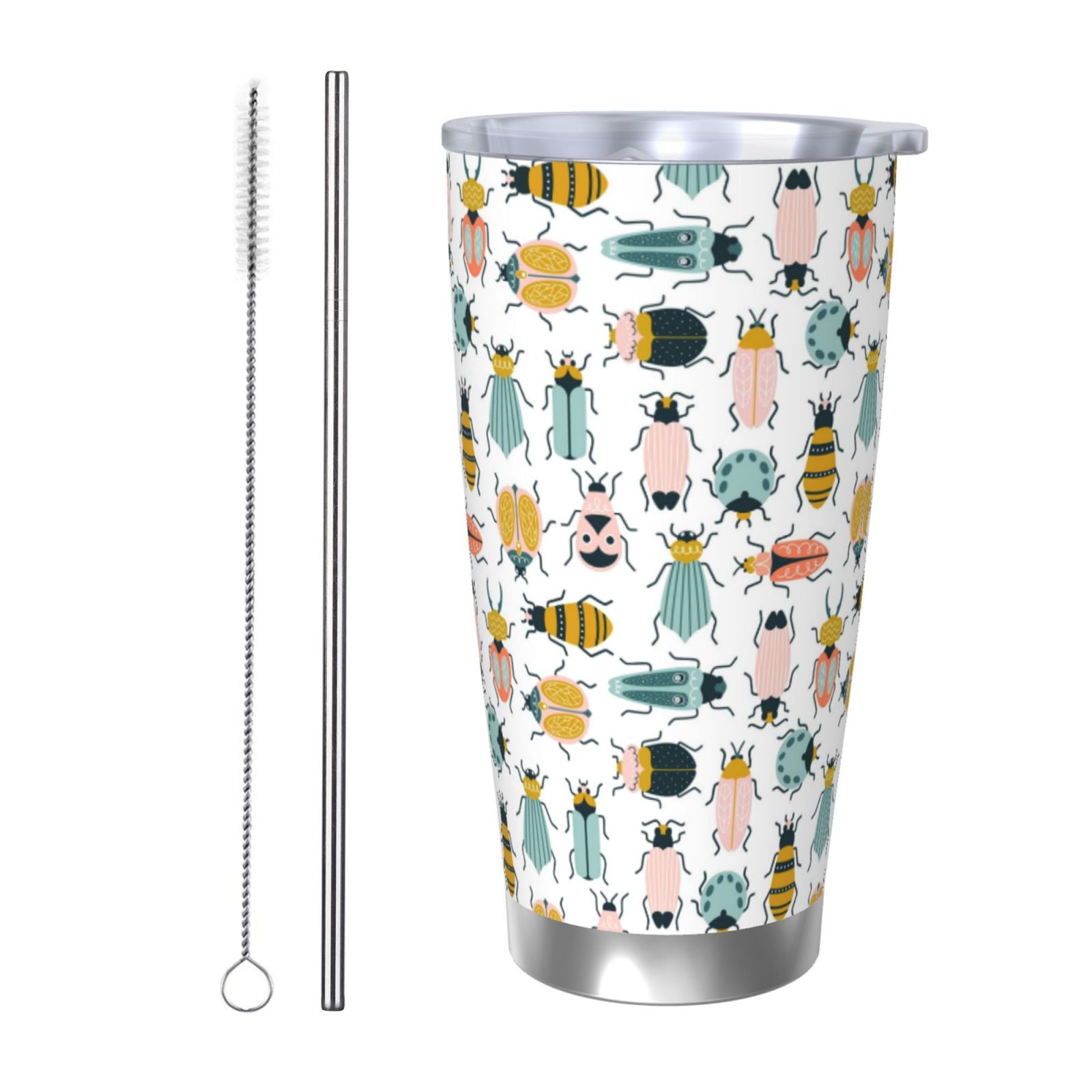 Balery Colorful Insects Pattern 20oz Insulated Car Cup with Dual Drink ...