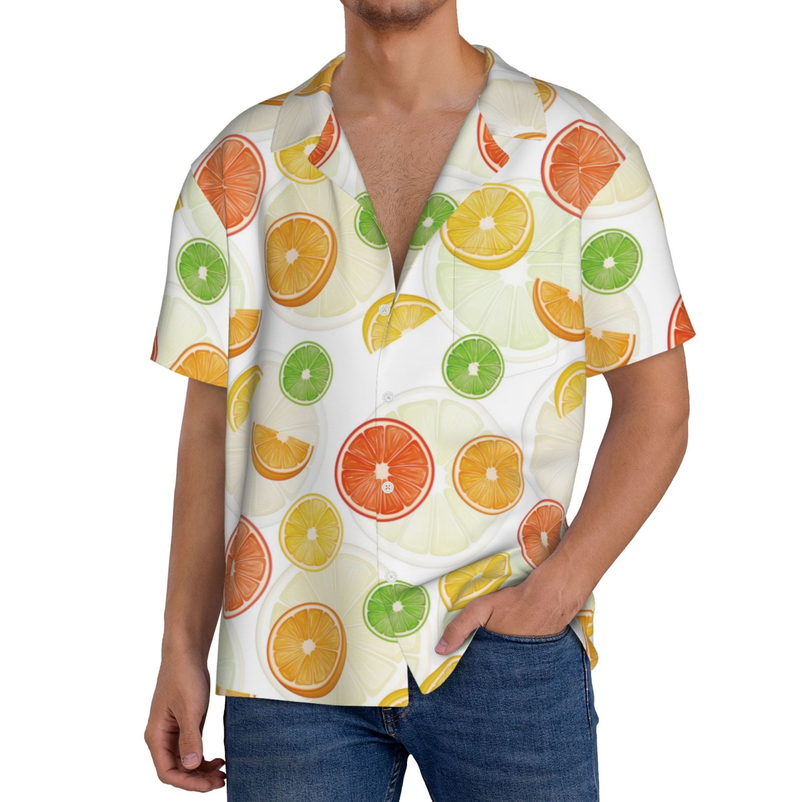Balery Colorful Lemons Men's Casual Button Down Shirt Short Sleeve ...
