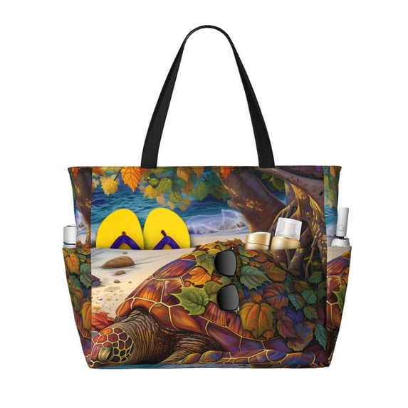 Balery Colorful Maple Leaf Beach Turtle Beach Travel Bag - Water ...