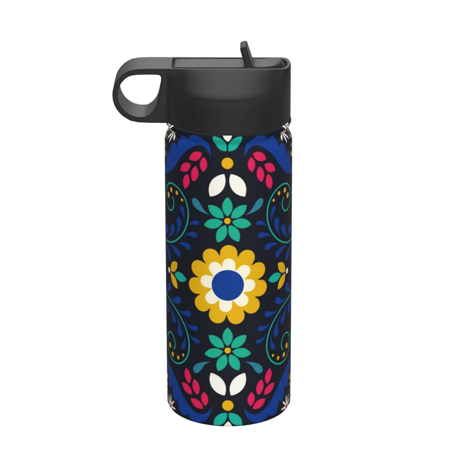 Balery Colorful Mexican Flower Pattern Water Bottle,18oz Sports ...