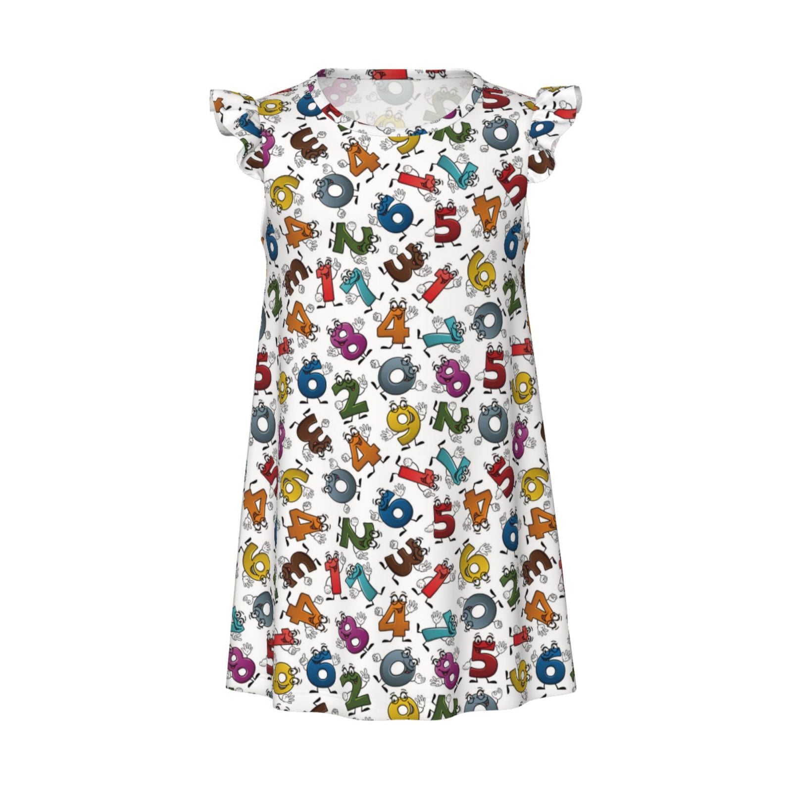 Balery Colorful Numbers Princess Nightgown for Girls Flutter Sleeve ...