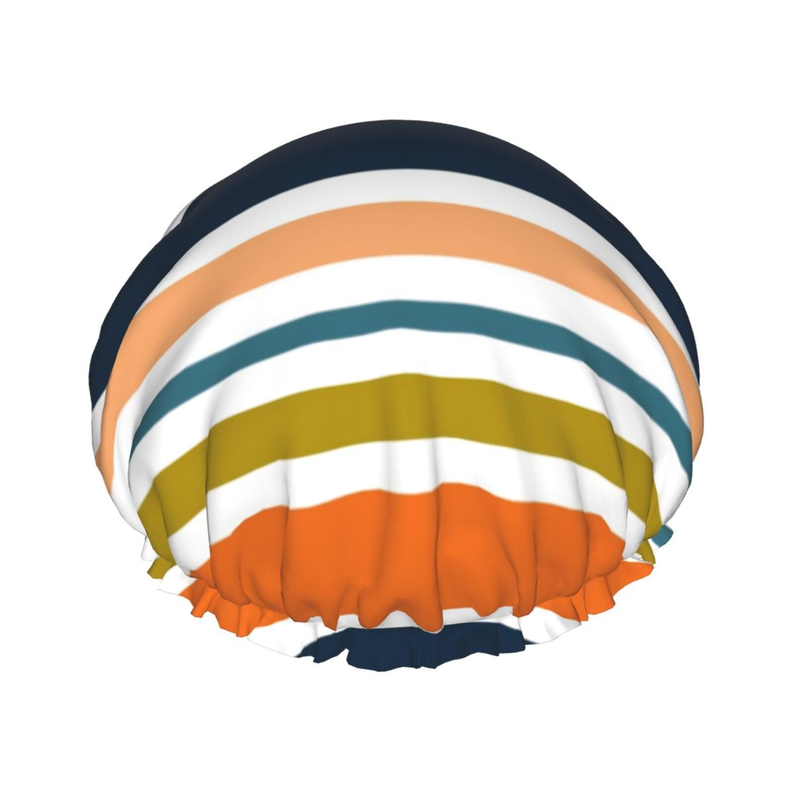 Balery Colorful Pastel Stripes Shower Caps, Double Layer Waterproof ...