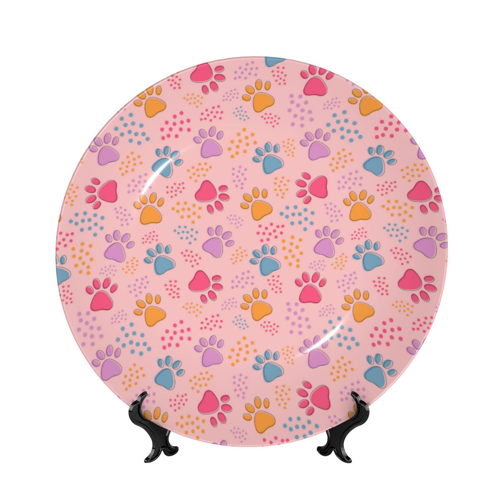 Balery Colorful Pets Paws Print Bone China Decorative Plate Ceramic ...