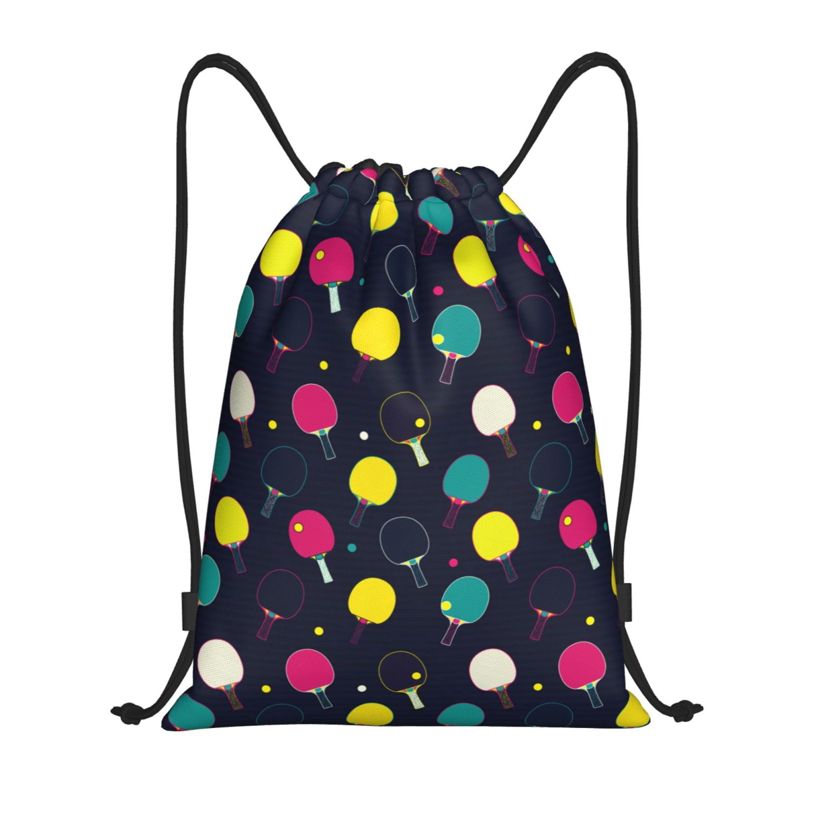 Balery Colorful Ping Pong Rackets Pattern Drawstring Backpack Bag Sport ...