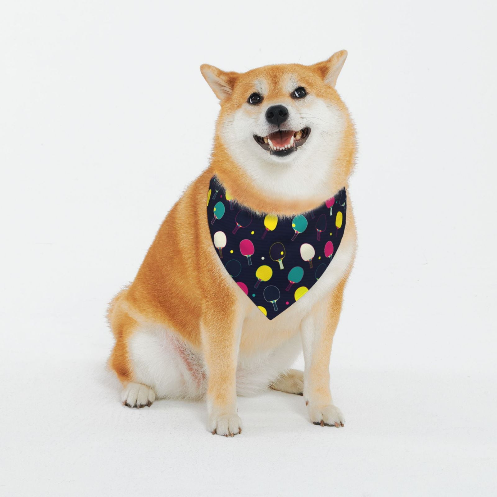 Balery Colorful Ping Pong Rackets Pattern Pet Scarf for Dogs and Cats ...