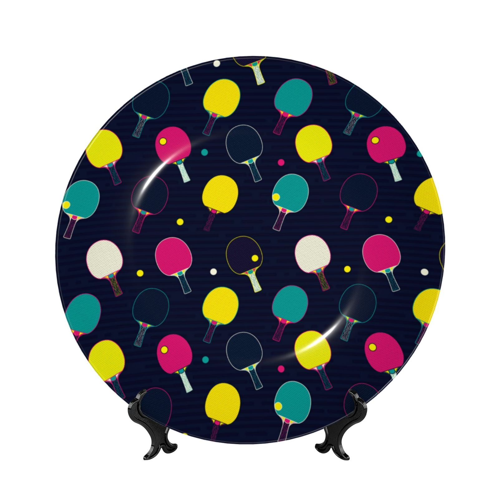 Balery Colorful Ping Pong Rackets Print Bone China Decorative Plate ...