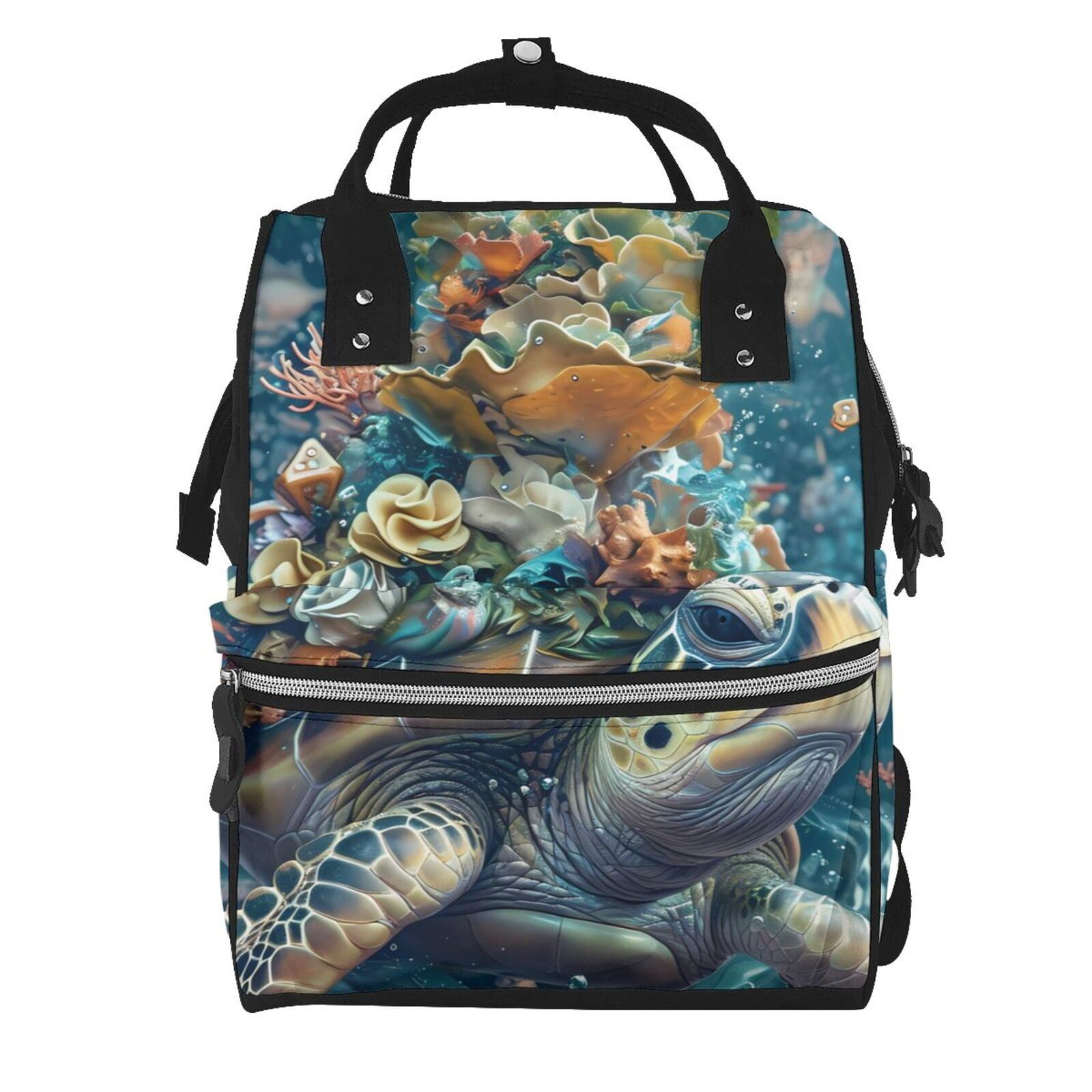 Balery Colorful Plant Turtle Mummy Backpack - Waterproof Twill Canvas ...