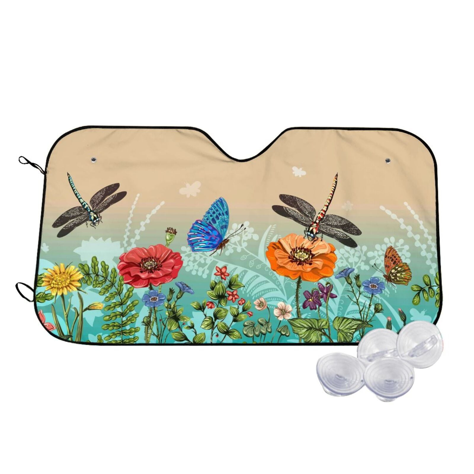 Balery Colorful Plants And Insects Print Car Windshield Sun Shade ...