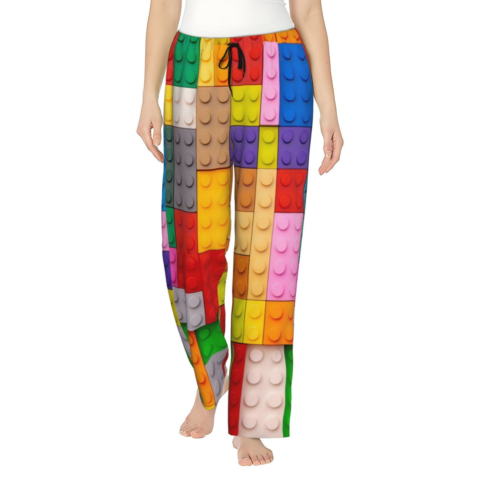 Balery Colorful Plastic Blocks Pattern print Women's Pajama Pants,Ultra ...