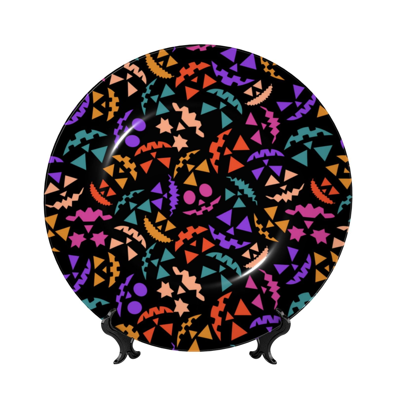 Balery Colorful Pumpkin Faces Print Bone China Decorative Plate Ceramic ...