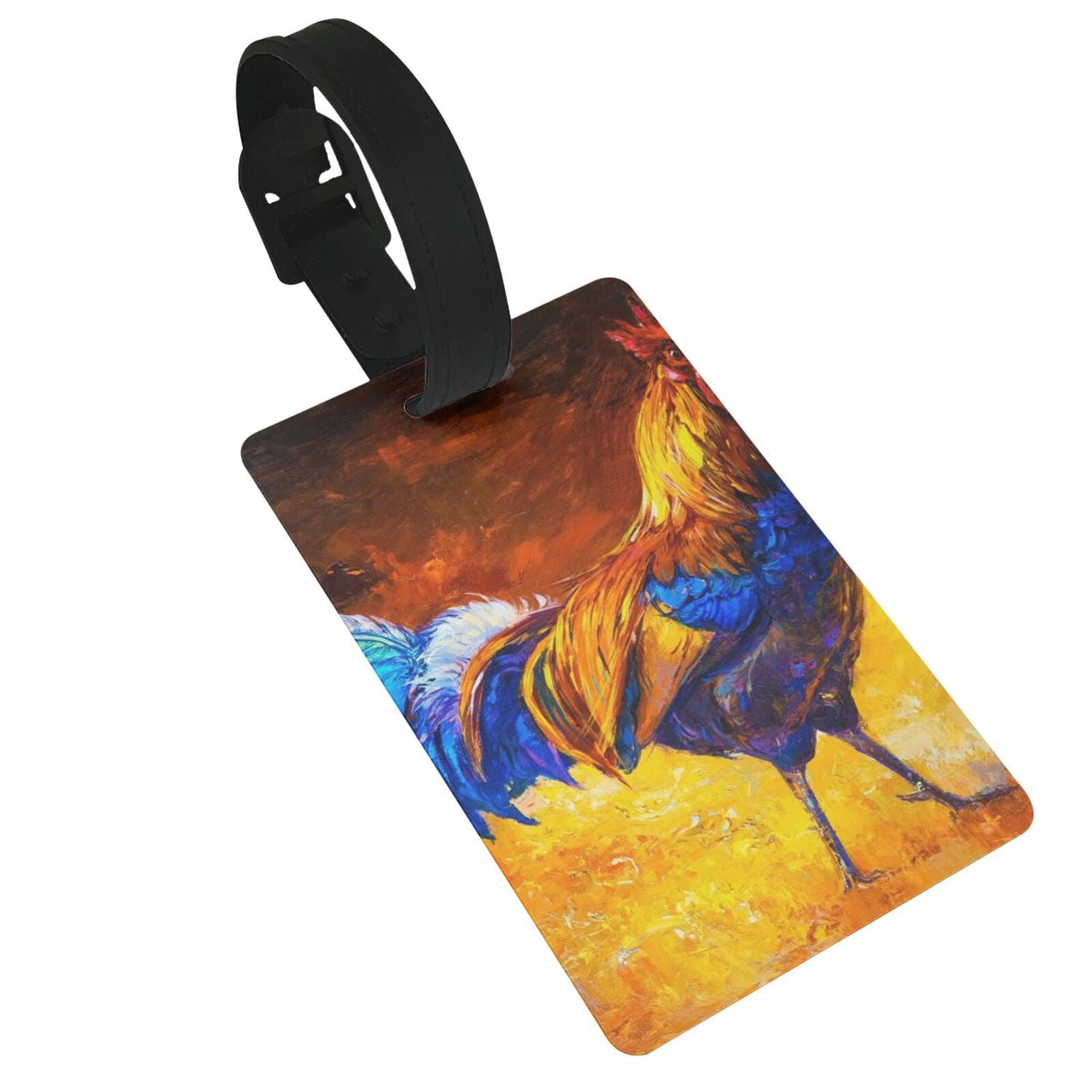 Balery Colorful Rooster Print Durable Luggage Tags with Secure Strap ...