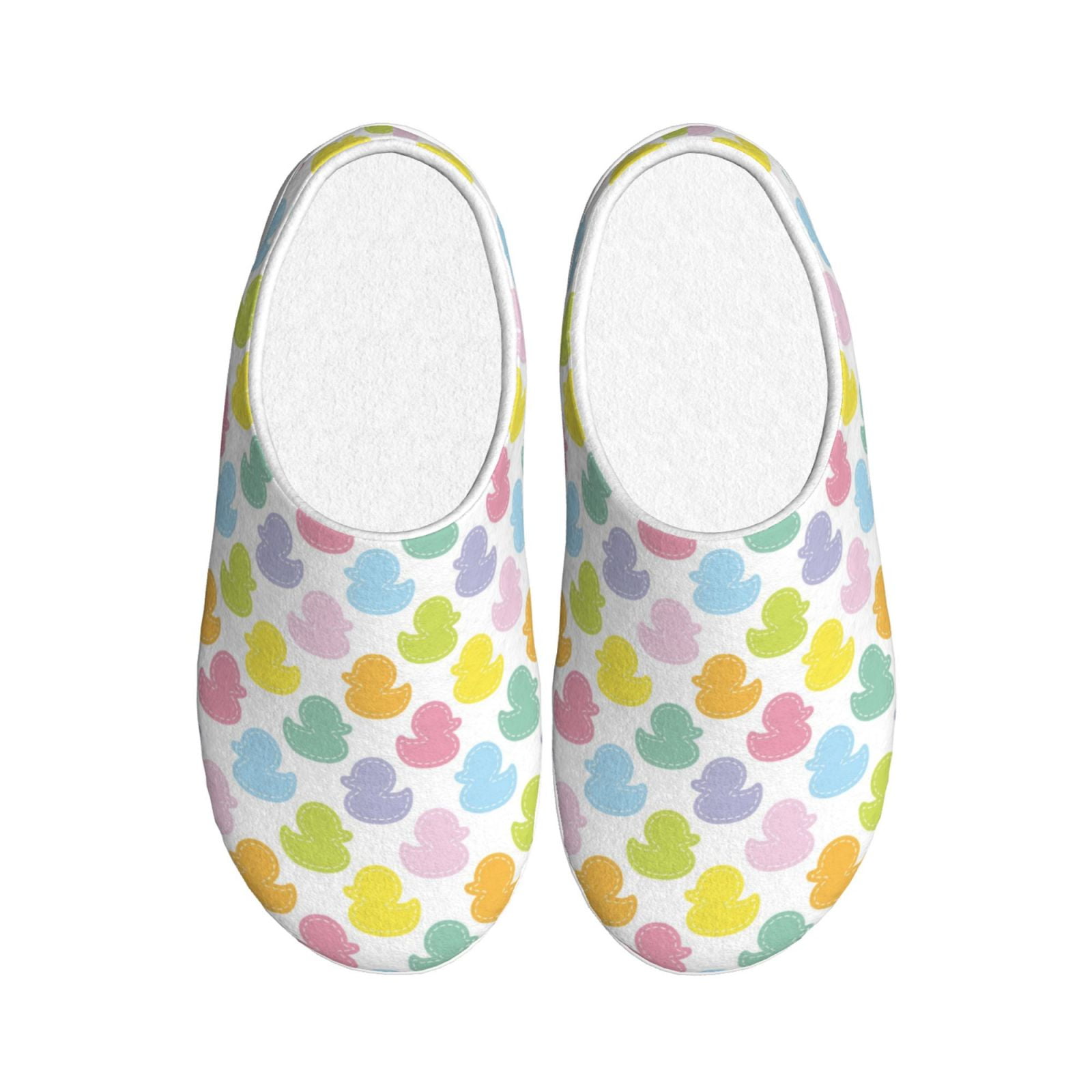 Balery Colorful Rubber Duck Pattern Women's Fuzzy Memory Foam Slippers ...