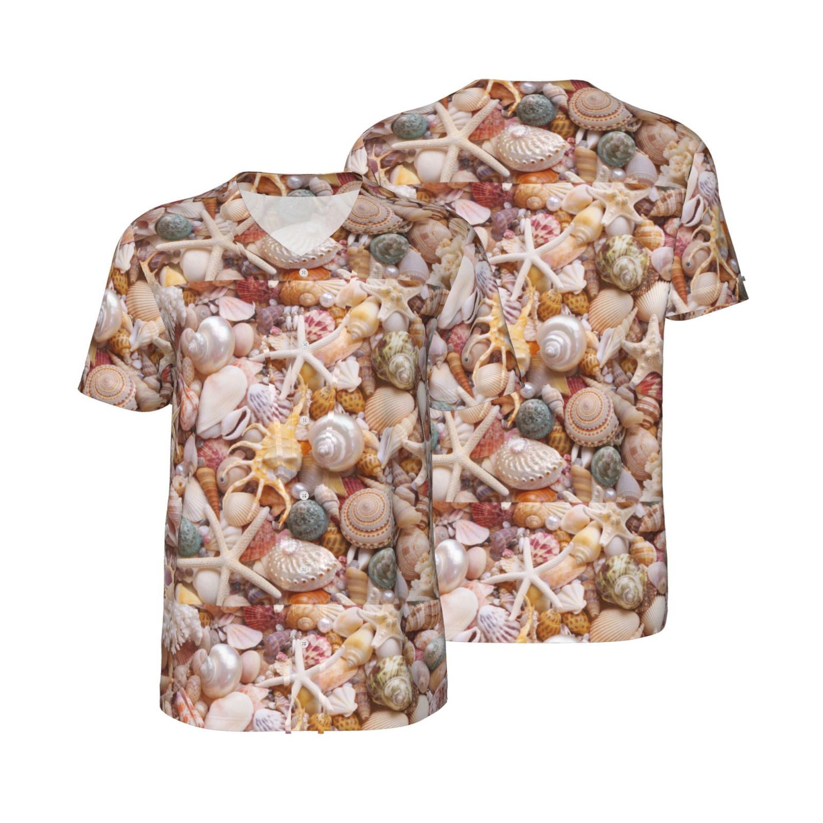 Balery Colorful Seashells Baseball Jersey for Men Casual Button Down ...