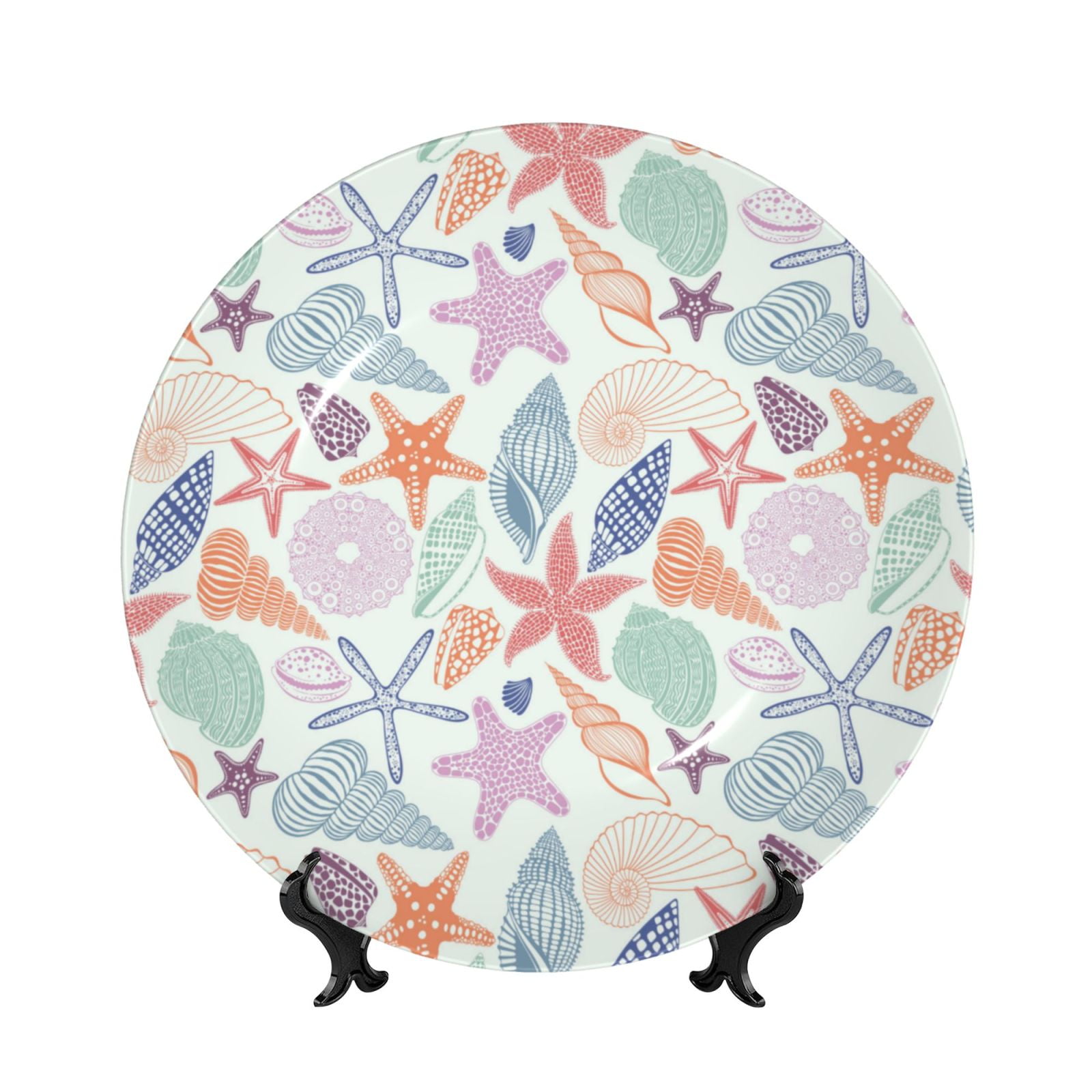 Balery Colorful Seashells Print Bone China Decorative Plate Ceramic ...