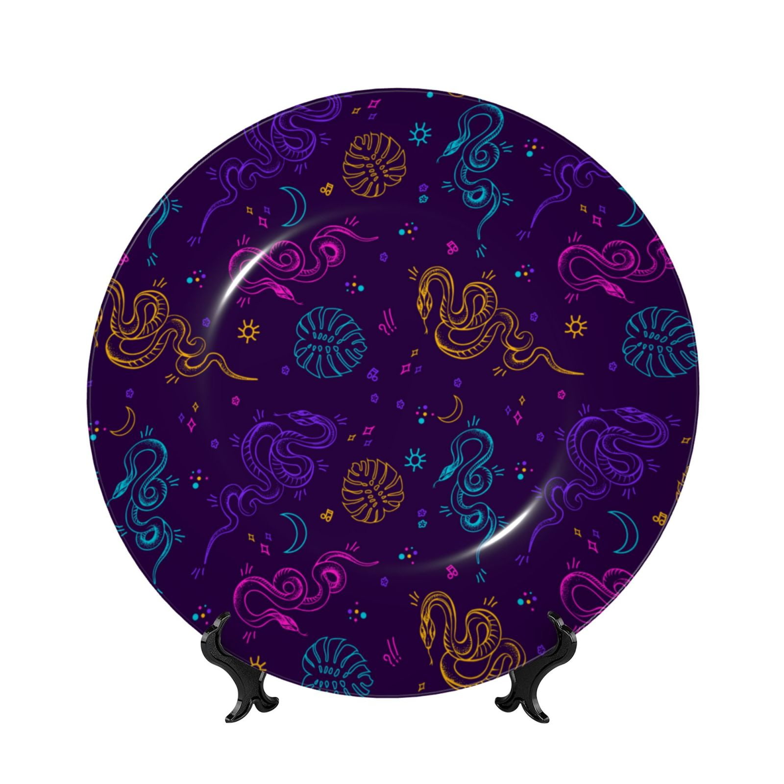 Balery Colorful Snake Print Bone China Decorative Plate Ceramic Dinner ...