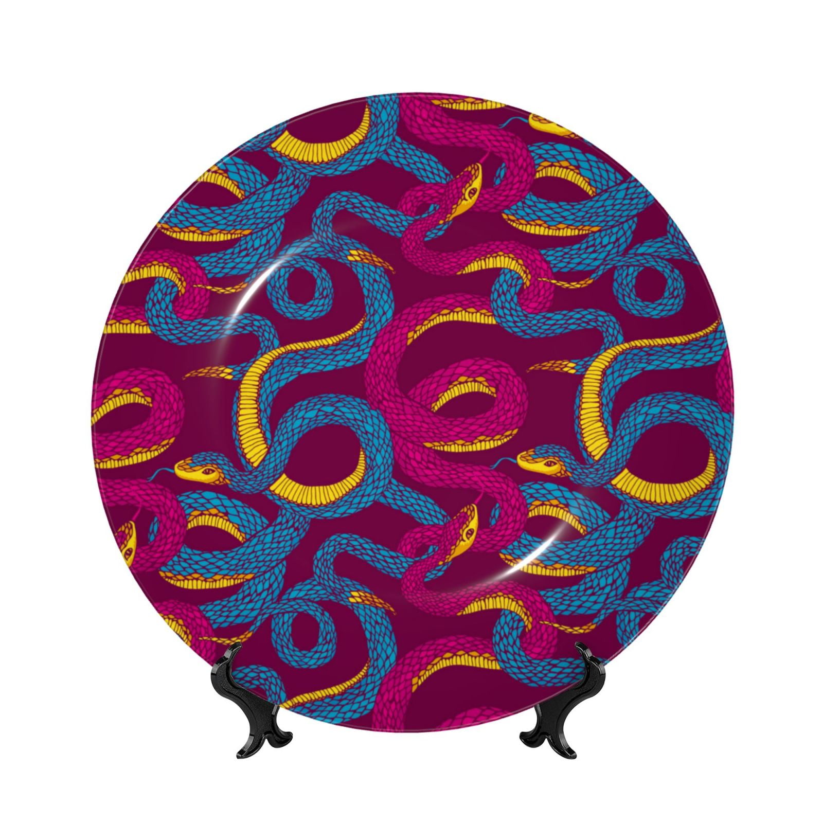 Balery Colorful Snake Print Bone China Decorative Plate Ceramic Dinner ...