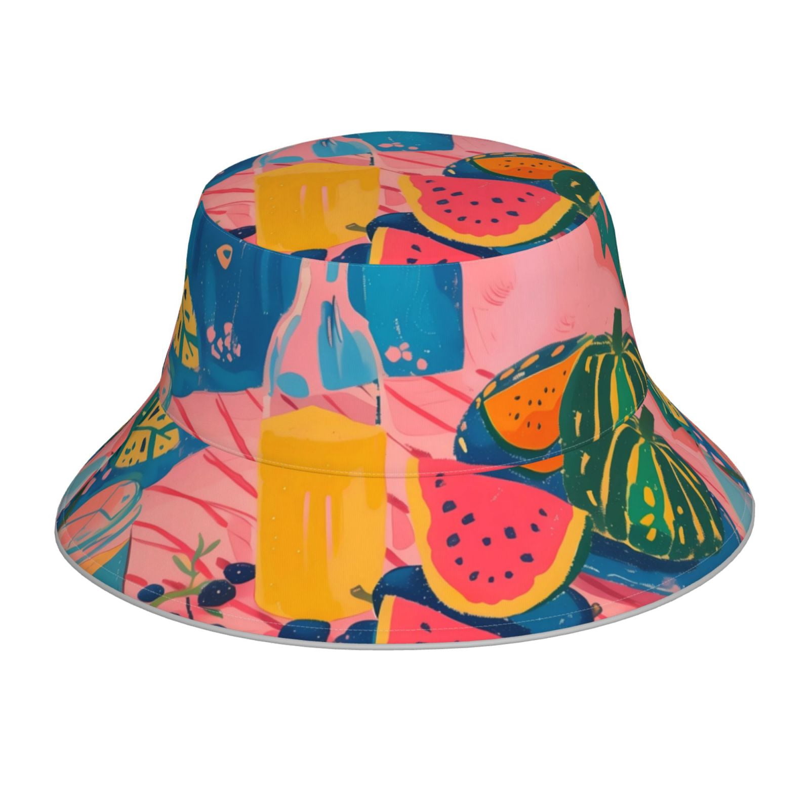 Balery Colorful Summer Fruit Table Sun Hats for Men Women Bucket Hat ...