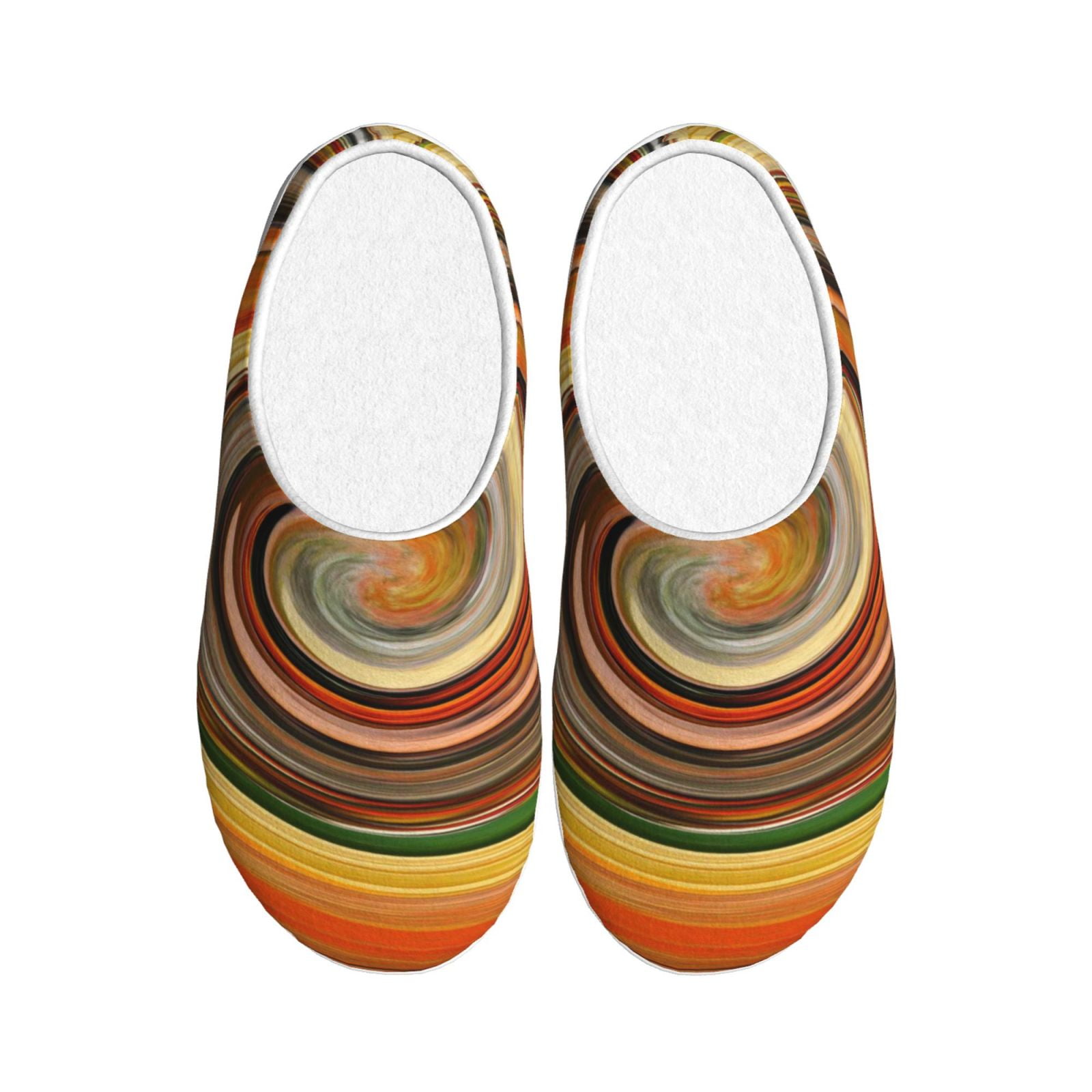 Balery Colorful Swirl Pattern Women's Fuzzy Memory Foam Slippers Fluffy ...