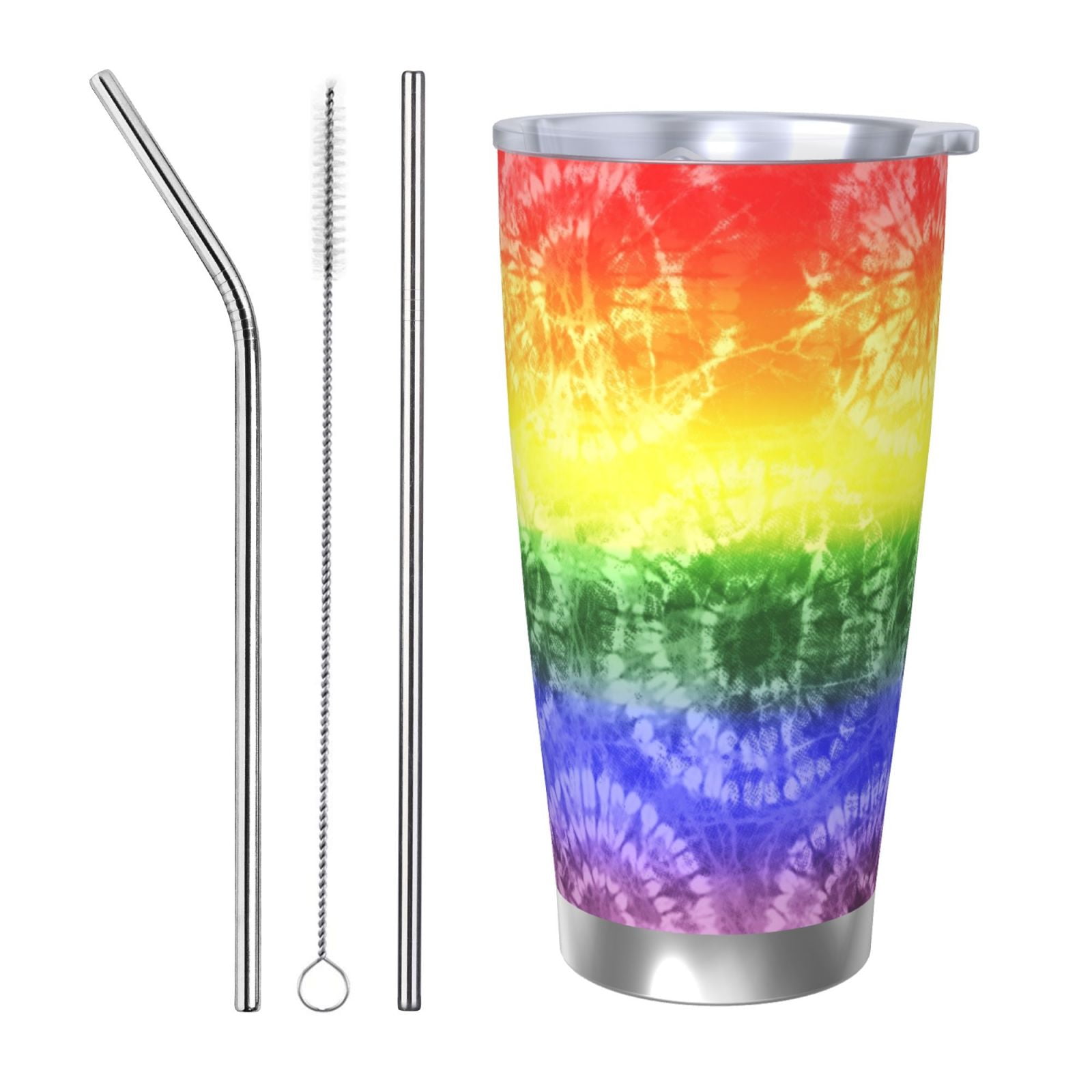 Balery Colorful Tie Dye Pattern 20oz Insulated Car Cup with Dual Drink ...