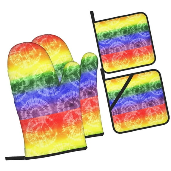 Balery Colorful Tie Dye Pattern Oven Mitts and Pot Holders 4 pcs Set ...
