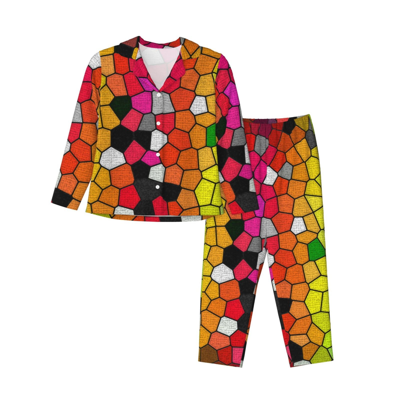 Balery Colorful Tie Dye Stained Glass 1 Pattern Pajama Sets for Women ...