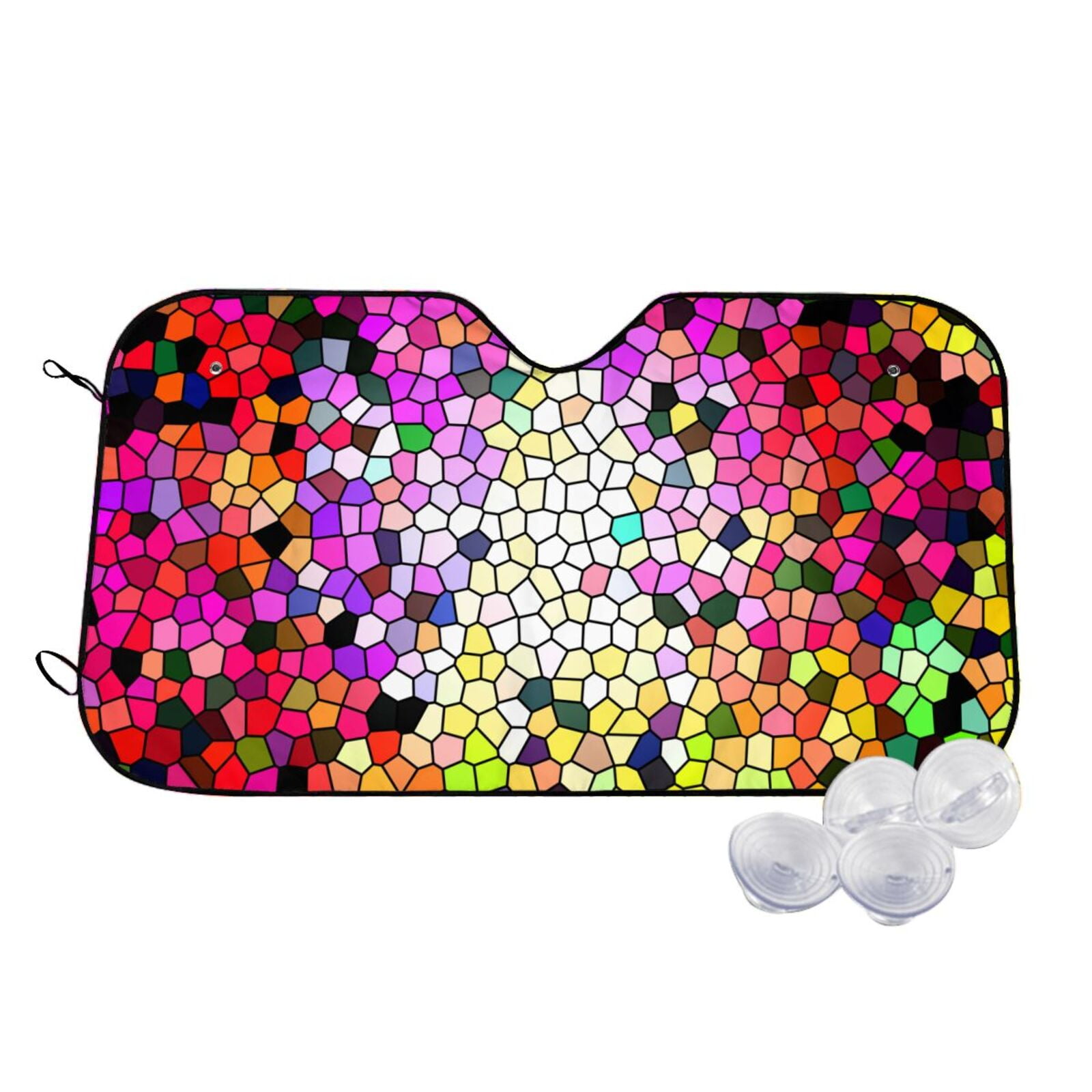 Balery Colorful Tie Dye Stained Glass 3 Print Car Windshield Sun Shade ...