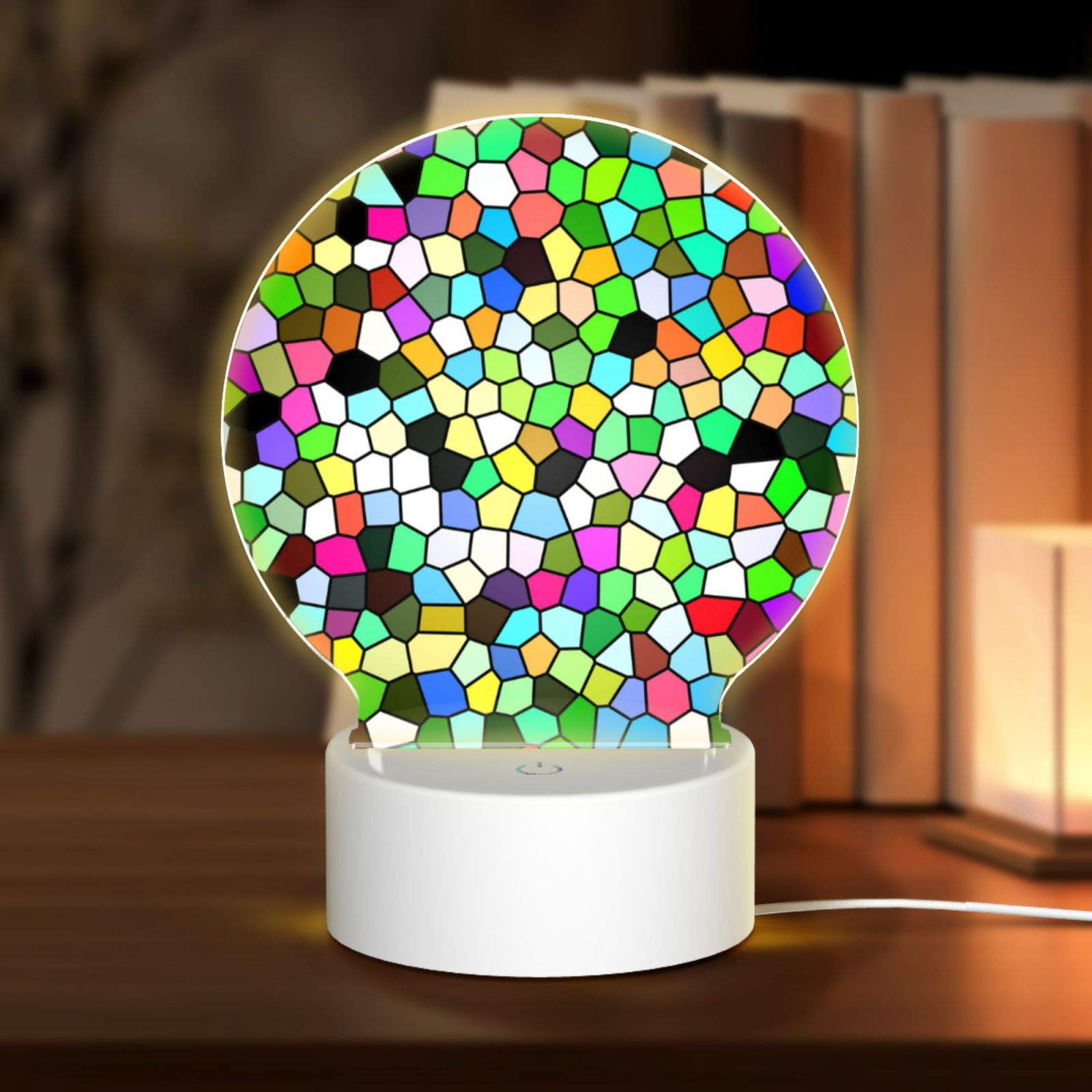 Balery Colorful Tie Dye Stained Glass Pattern Acrylic Night Light Gift ...