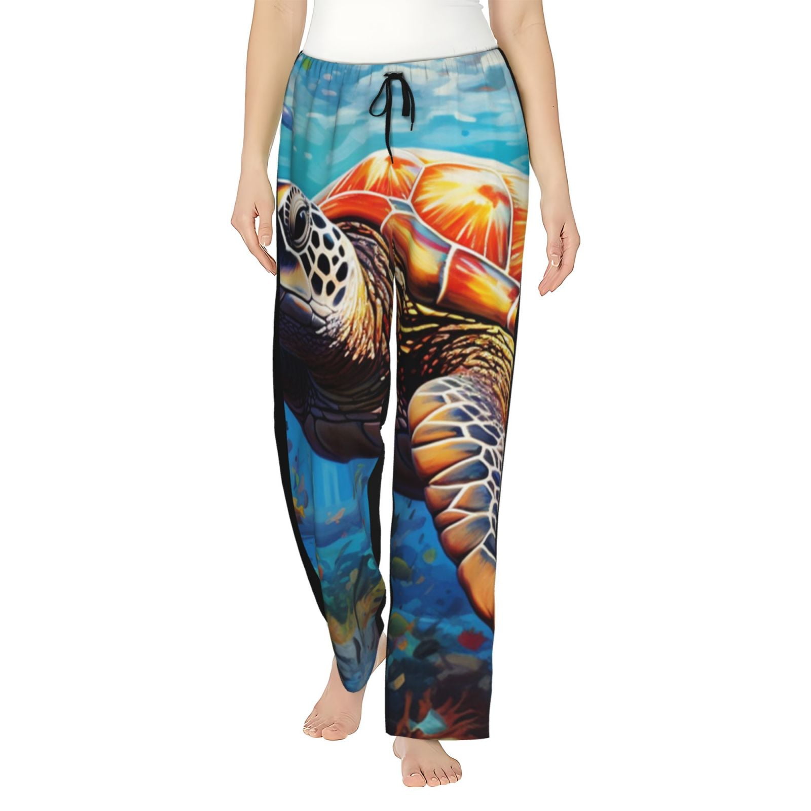 Balery Colorful Underwater Sea Turtle print Women's Pajama Pants,Ultra ...