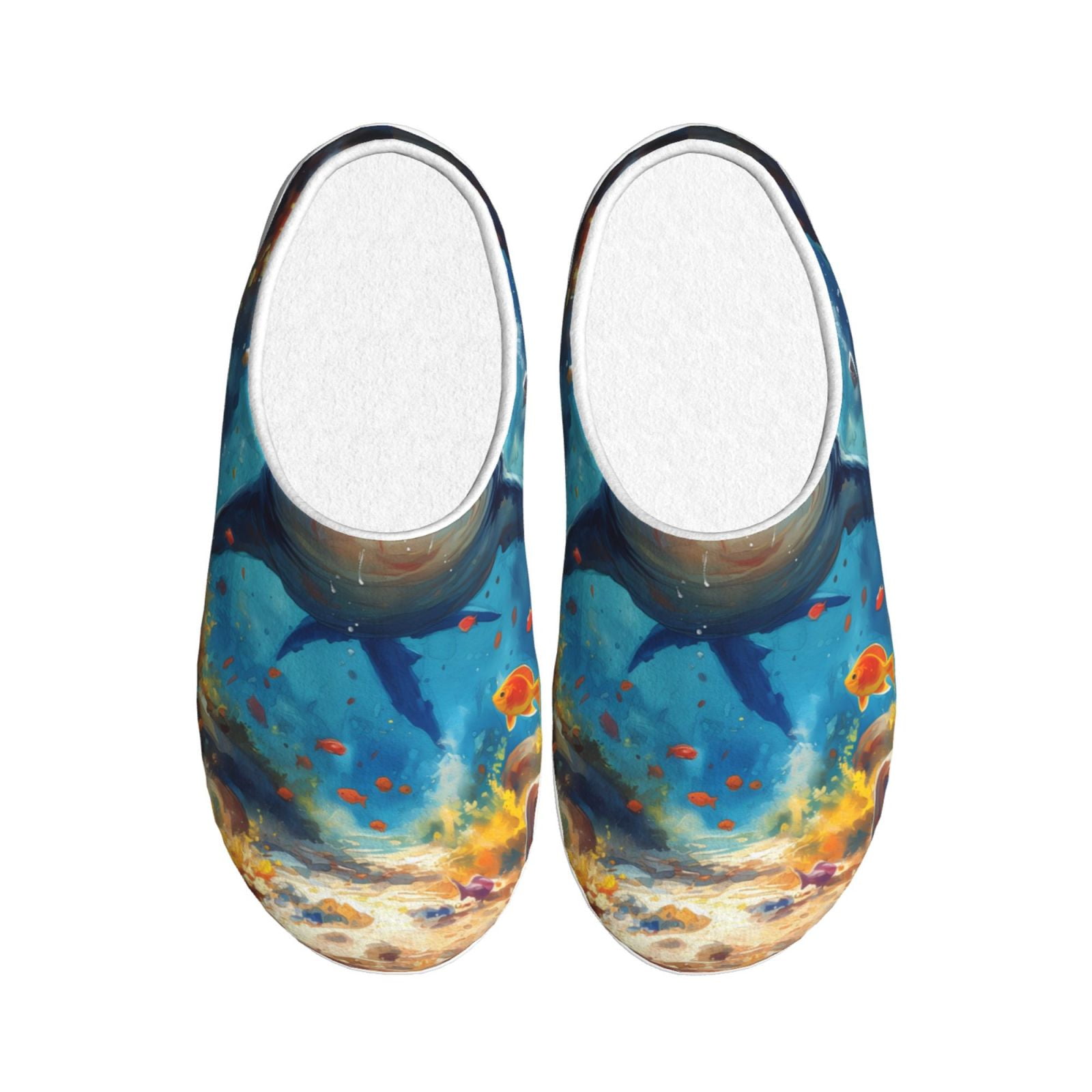 Balery Colorful Underwater Shark Pattern Women's Fuzzy Memory Foam ...
